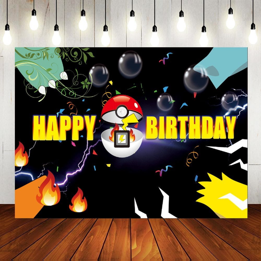 Pokemon Pikachu Cartoon Theme Birthday Flag Background Banner Children ...
