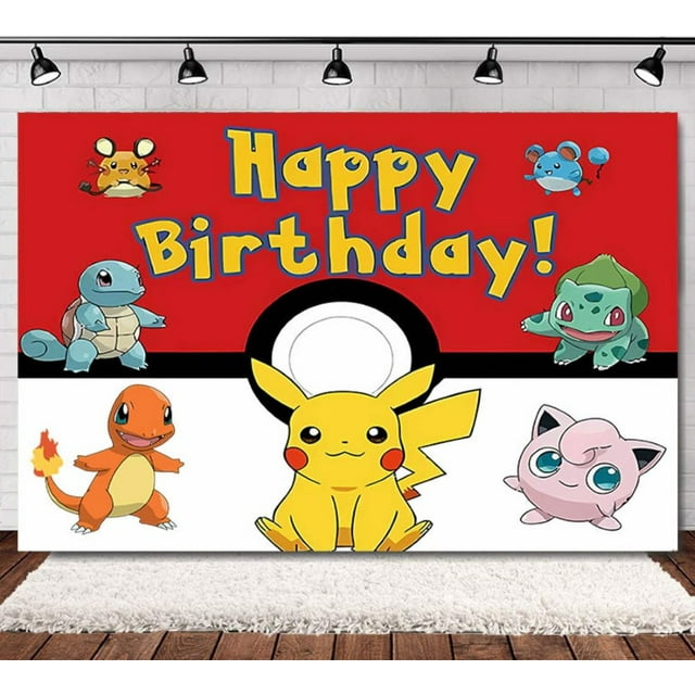 Pokemon Pikachu Cartoon Theme Birthday Flag Background Banner Children ...