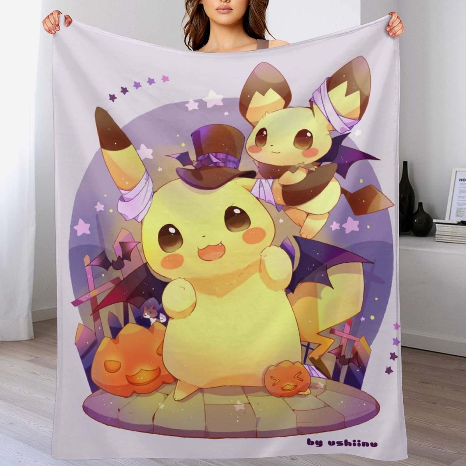 Pokemon Pikachu Cartoon cute Throw blanket Soft and comfortable flannel ...