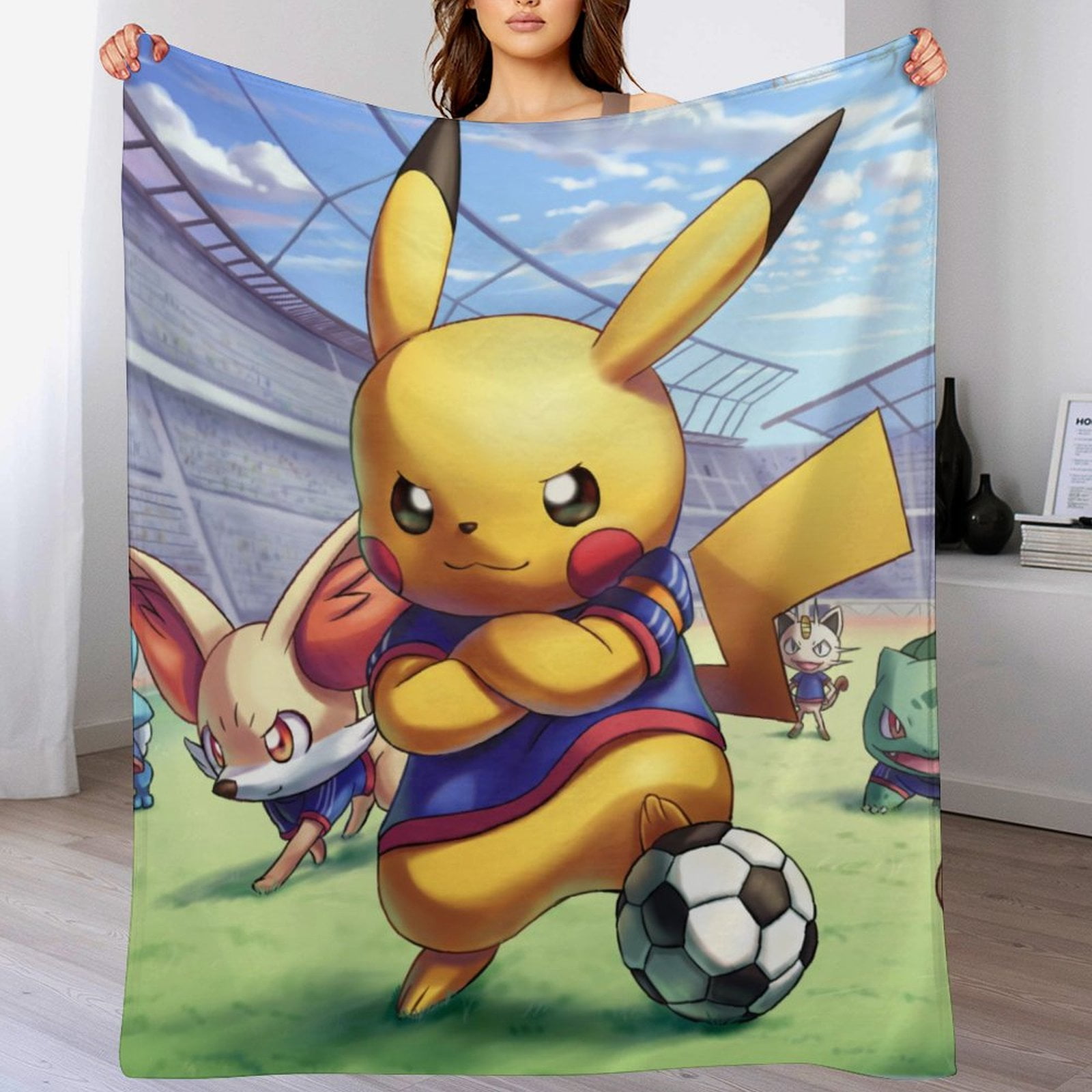 Pokemon Pikachu Cartoon cute Throw blanket Soft and comfortable flannel ...