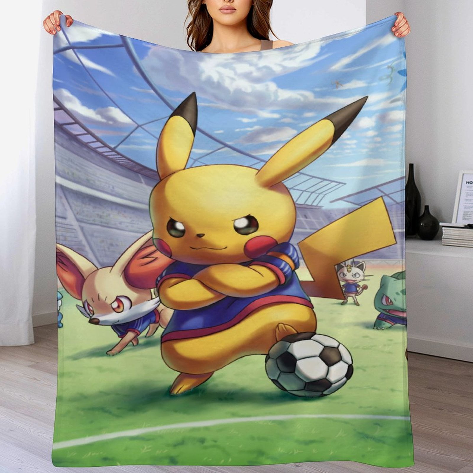 Pokemon Pikachu Cartoon cute Throw blanket Soft and comfortable flannel ...