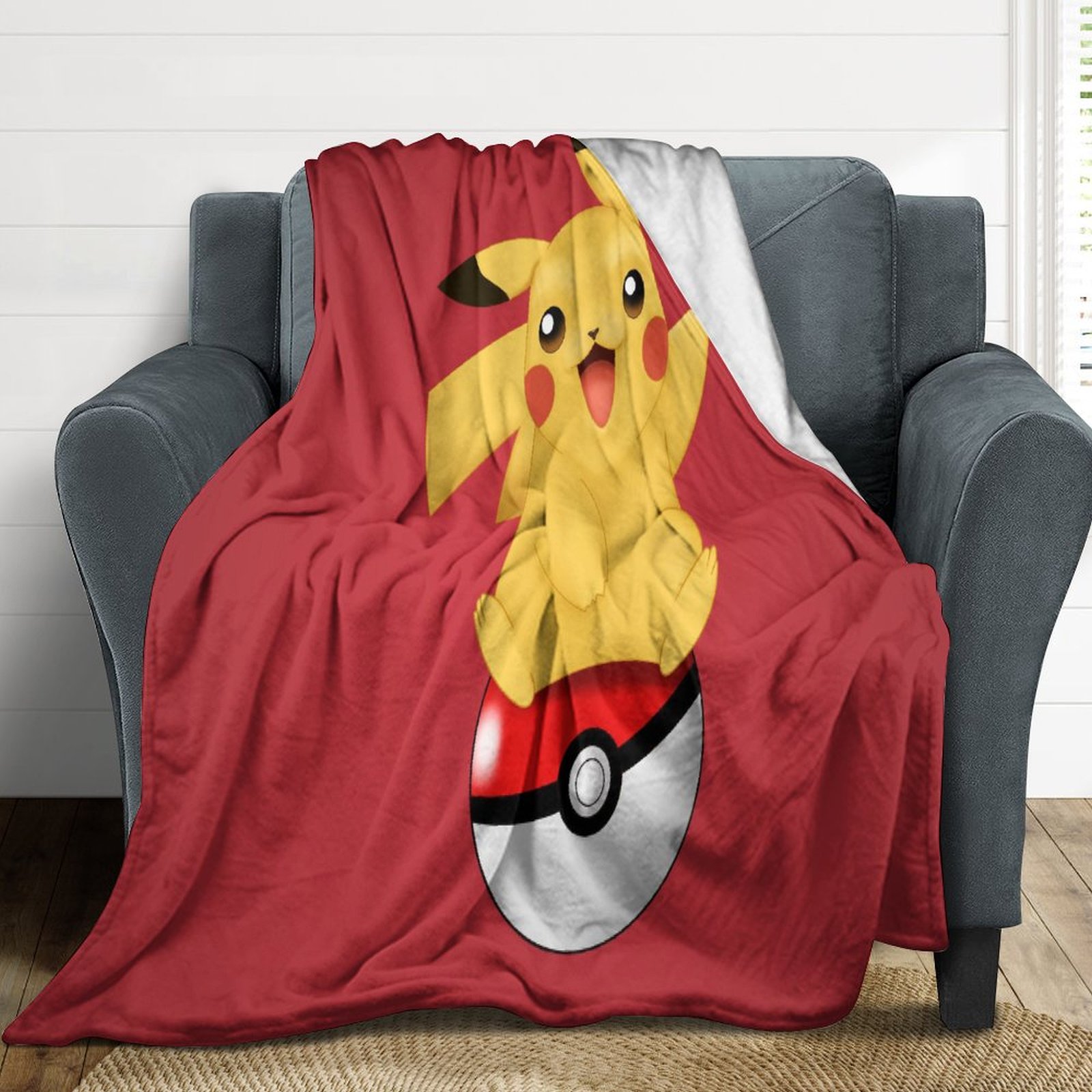 Pokemon Pikachu Cartoon cute Throw blanket Soft and comfortable flannel ...
