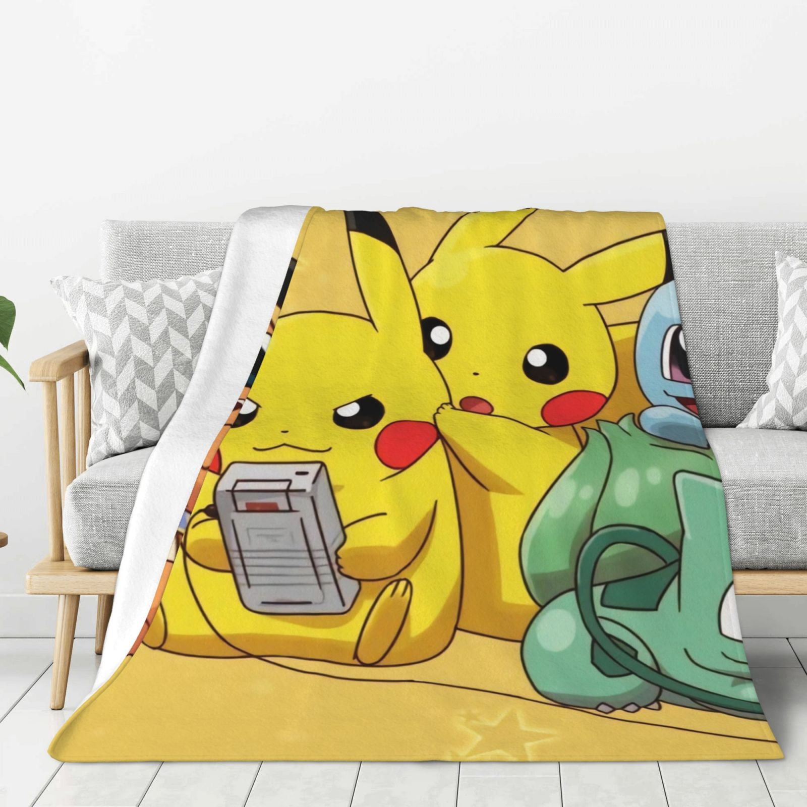 Pokemon -Pikachu Charmander Squirtle Bulbasaur Blankets for Couch,Super ...