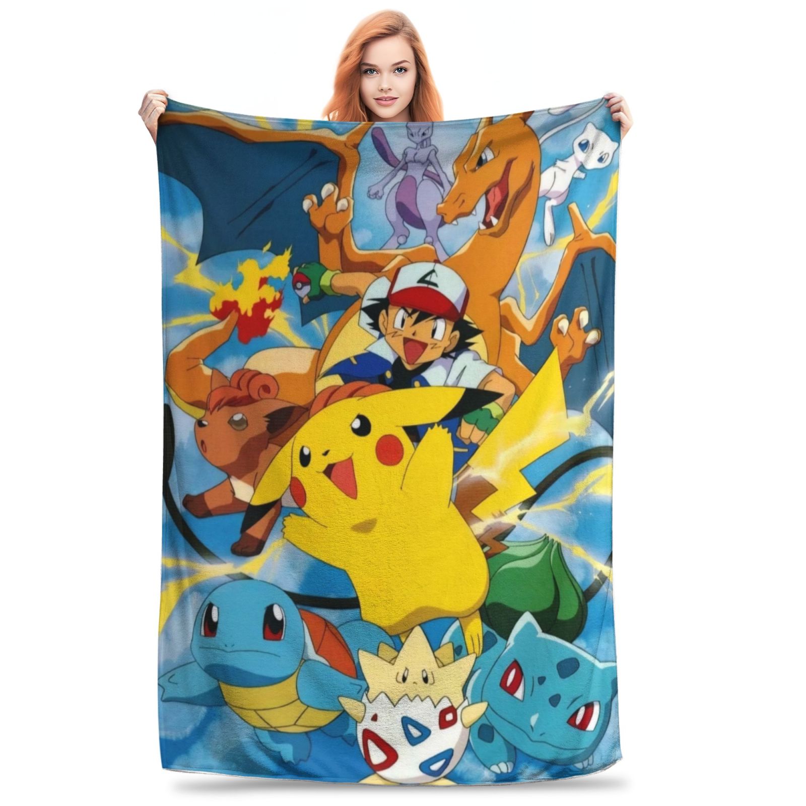 Pokemon Pikachu-Charmander Squirtle Bulbasaur65 Blanket Super Soft ...