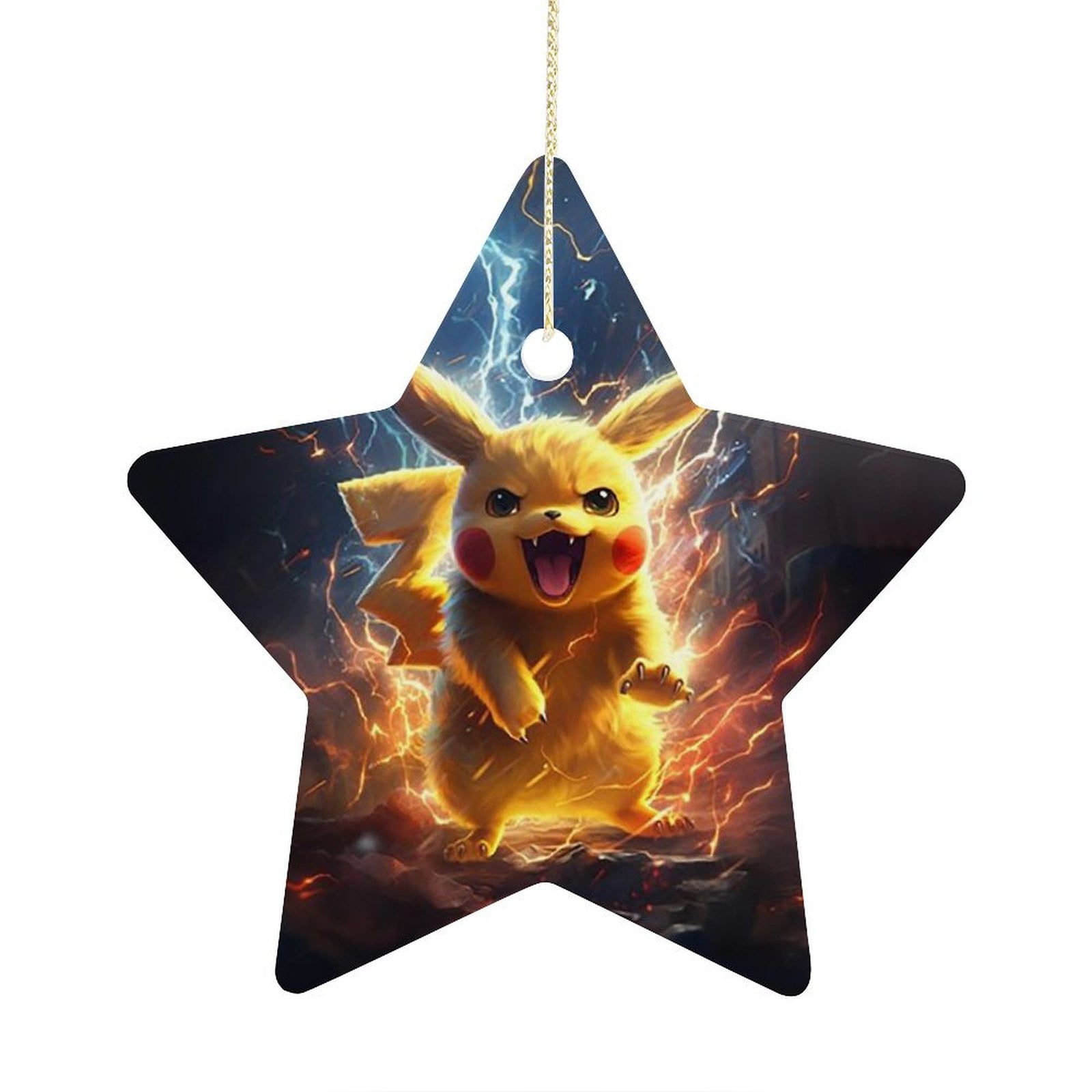 Pokemon_Pikachu Christmas Star Pendant Tree Ornaments for Kids Mom Dad ...