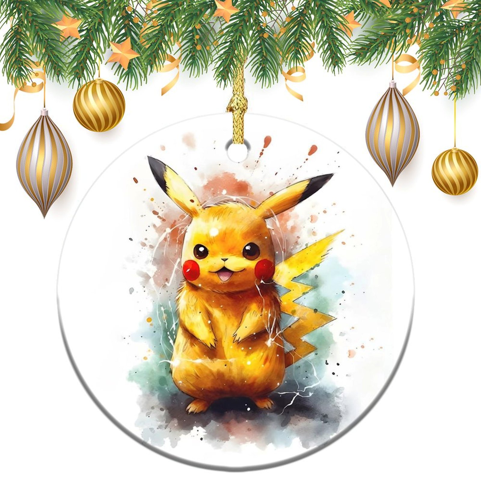 Pokemon_Pikachu Christmas Tree Ornaments Double-Sided Design For Kids ...