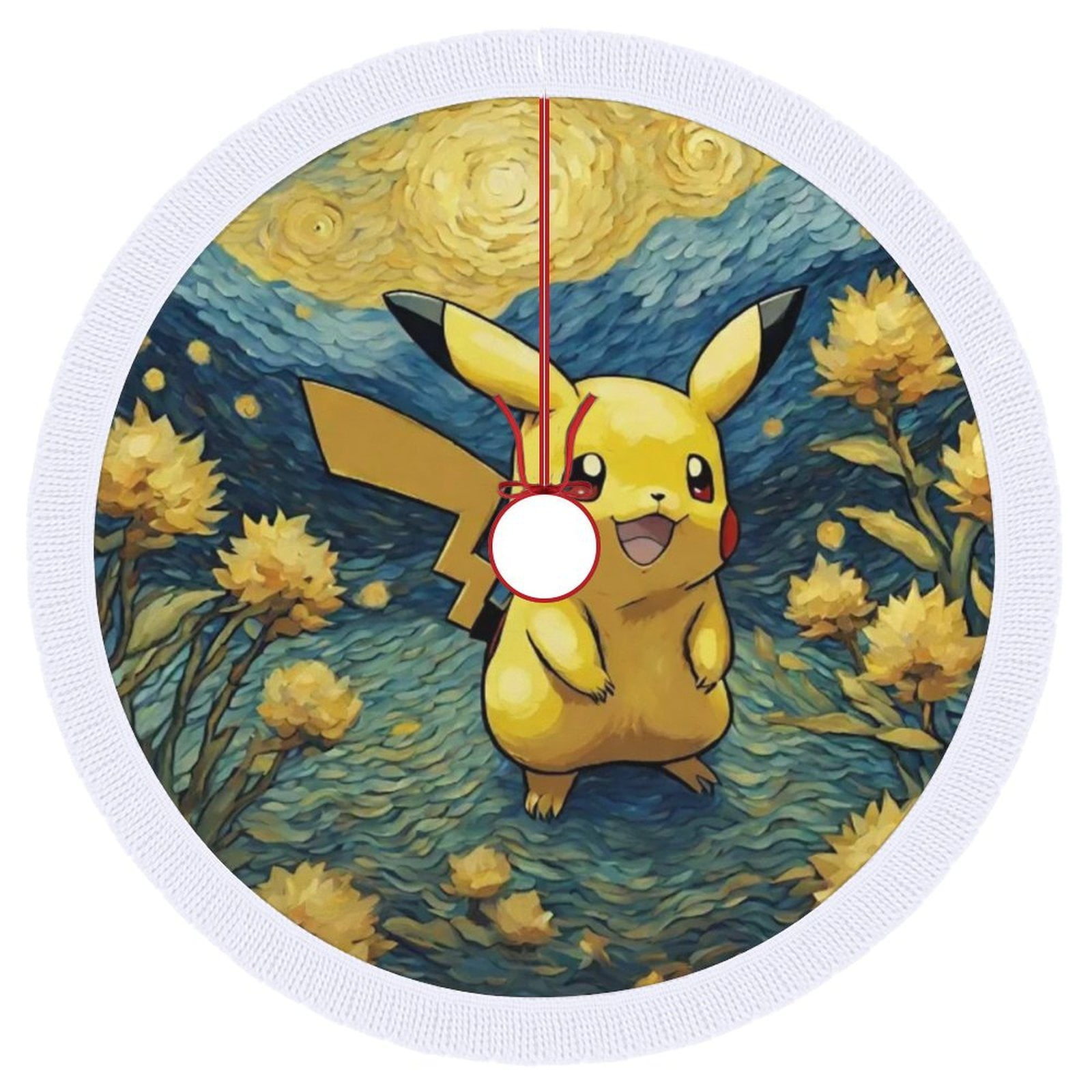 Pokemon Pikachu Christmas tree skirt Christmas tree mat with fringe ...
