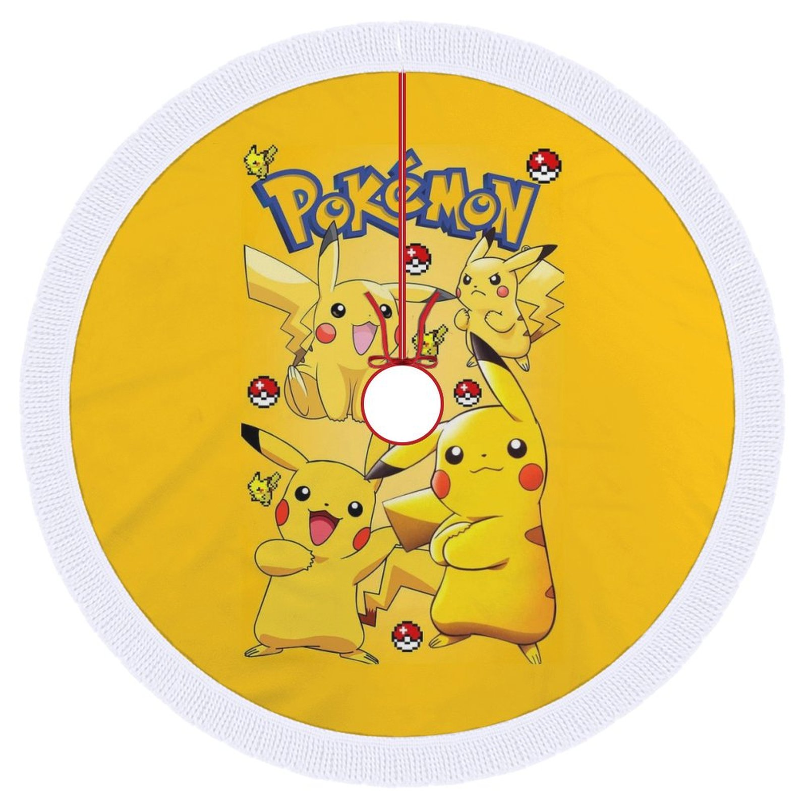 Pokemon Pikachu Christmas tree skirt Christmas tree mat with fringe ...