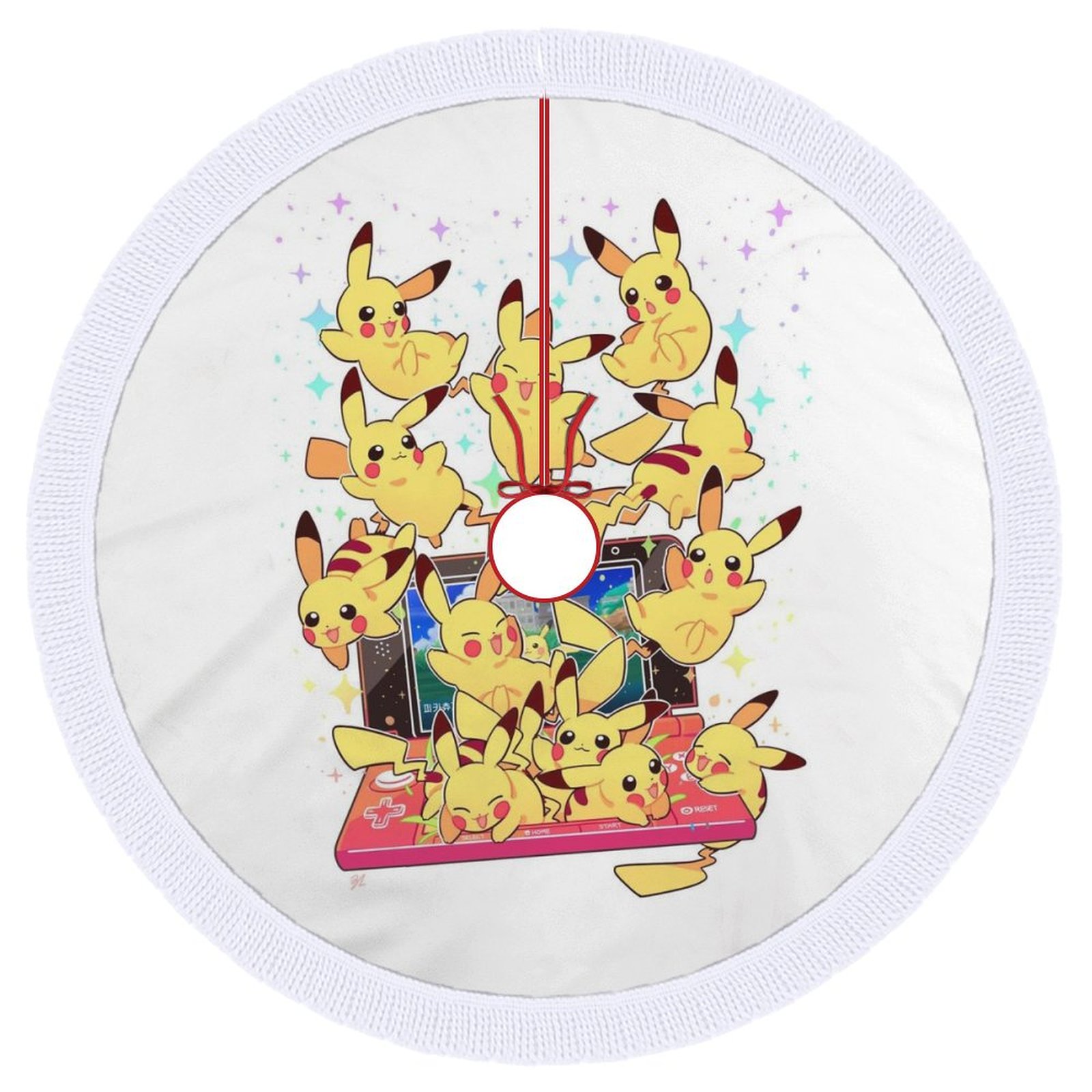Pokemon Pikachu Christmas tree skirt Christmas tree mat with fringe ...