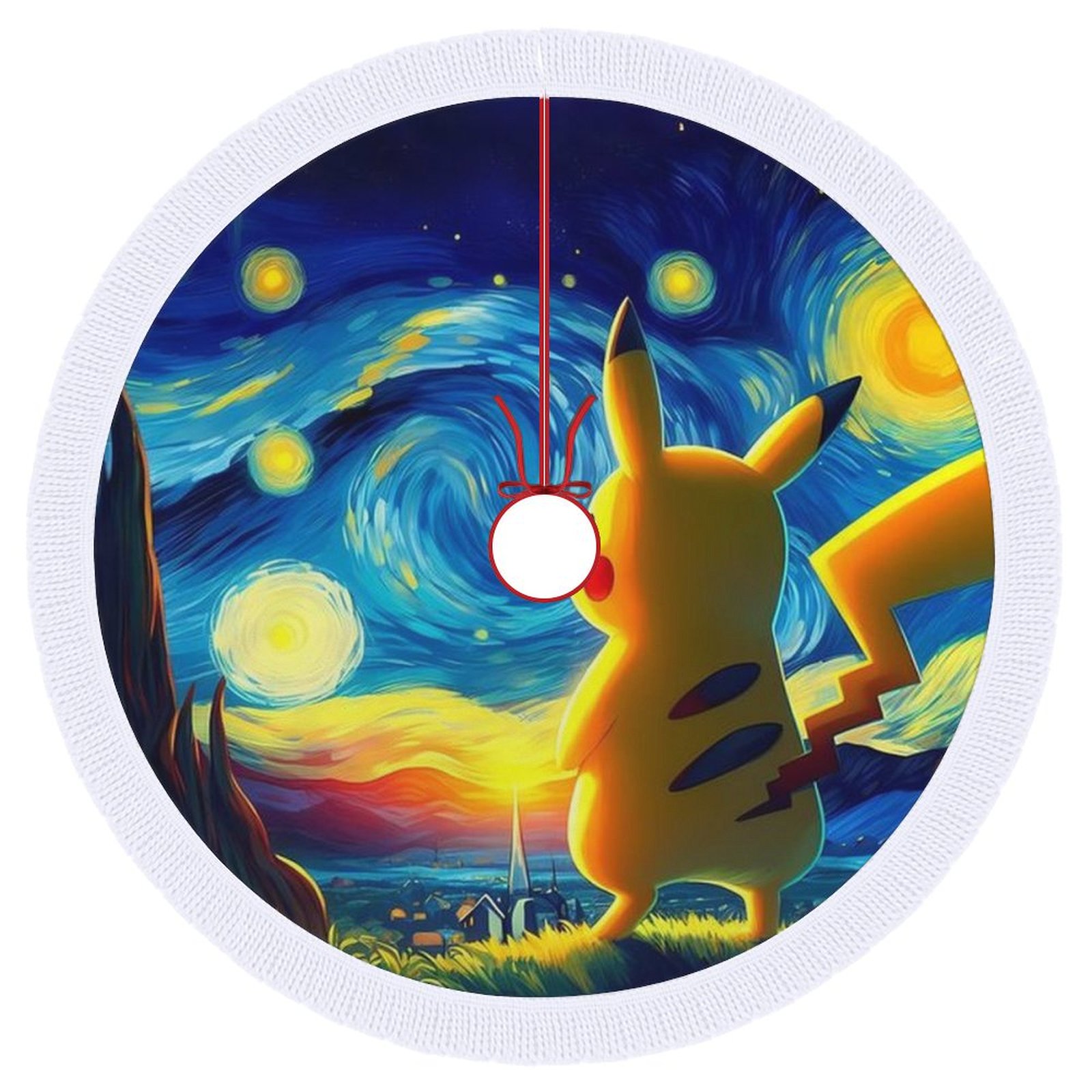 Pokemon Pikachu Christmas tree skirt Christmas tree mat with fringe ...