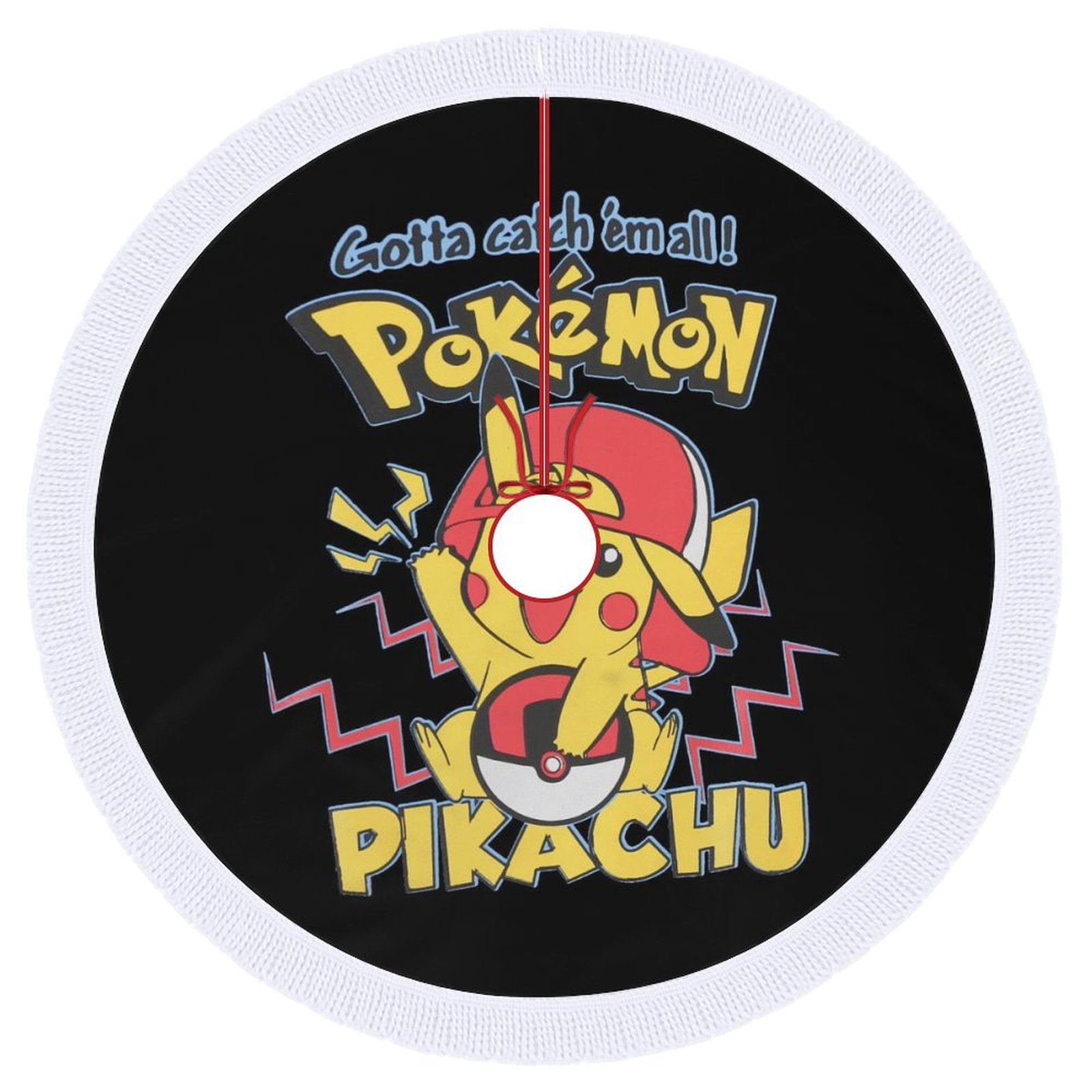 Pokemon Pikachu Christmas tree skirt Christmas tree mat with fringe ...