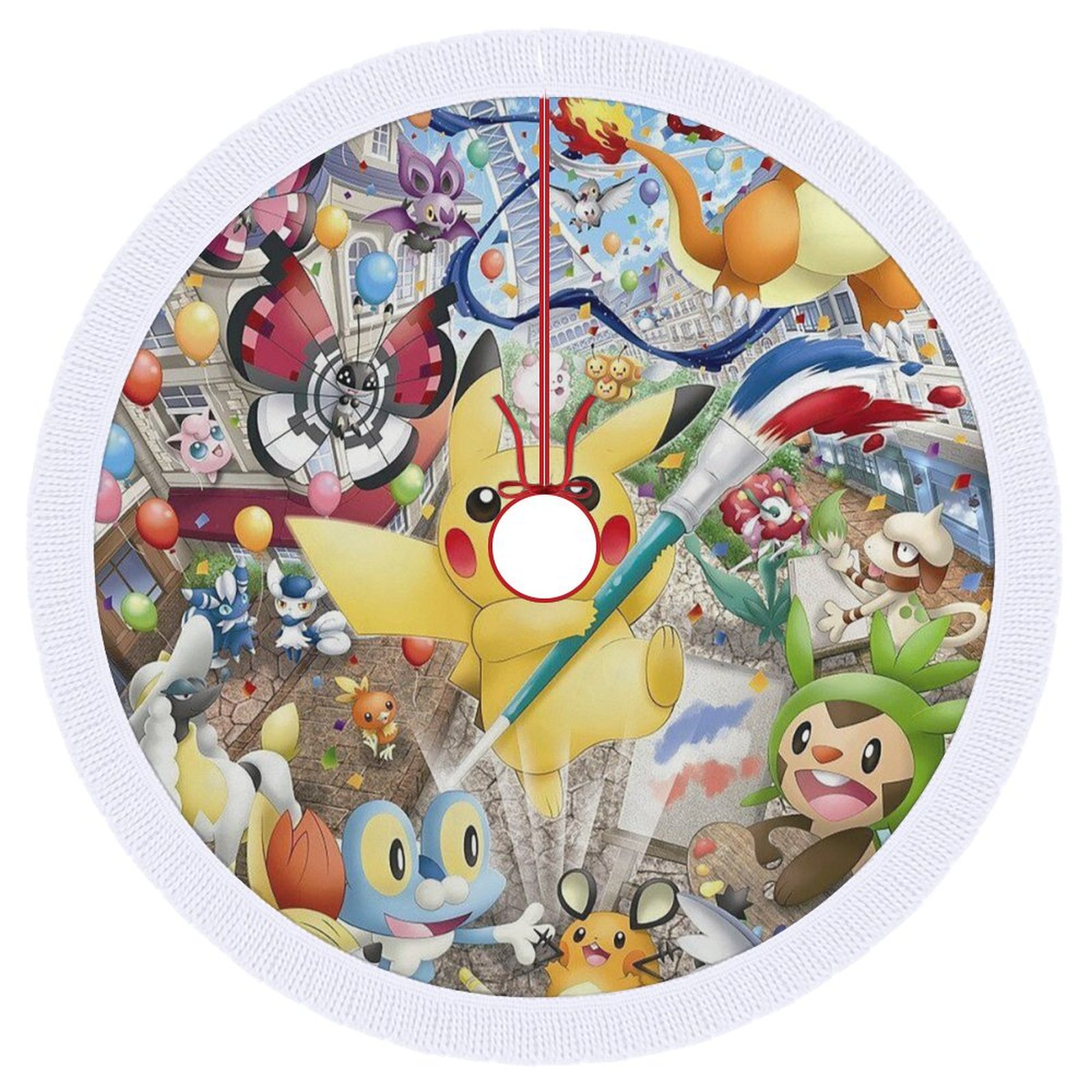Pokemon Pikachu Christmas tree skirt Christmas tree mat with fringe ...