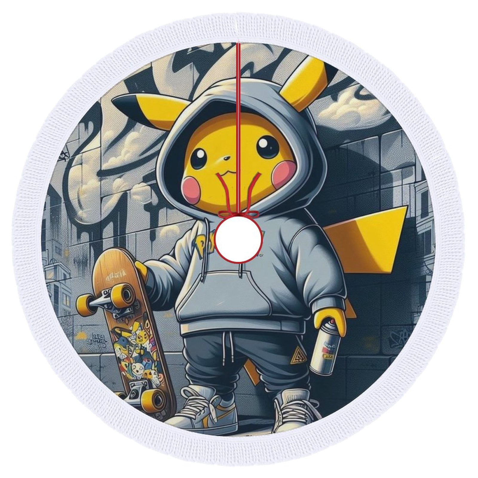 Pokemon Pikachu Christmas tree skirt Christmas tree mat with fringe ...