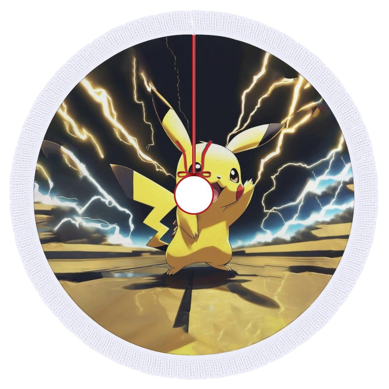 Pokemon Pikachu Christmas tree skirt Christmas tree mat with fringe ...