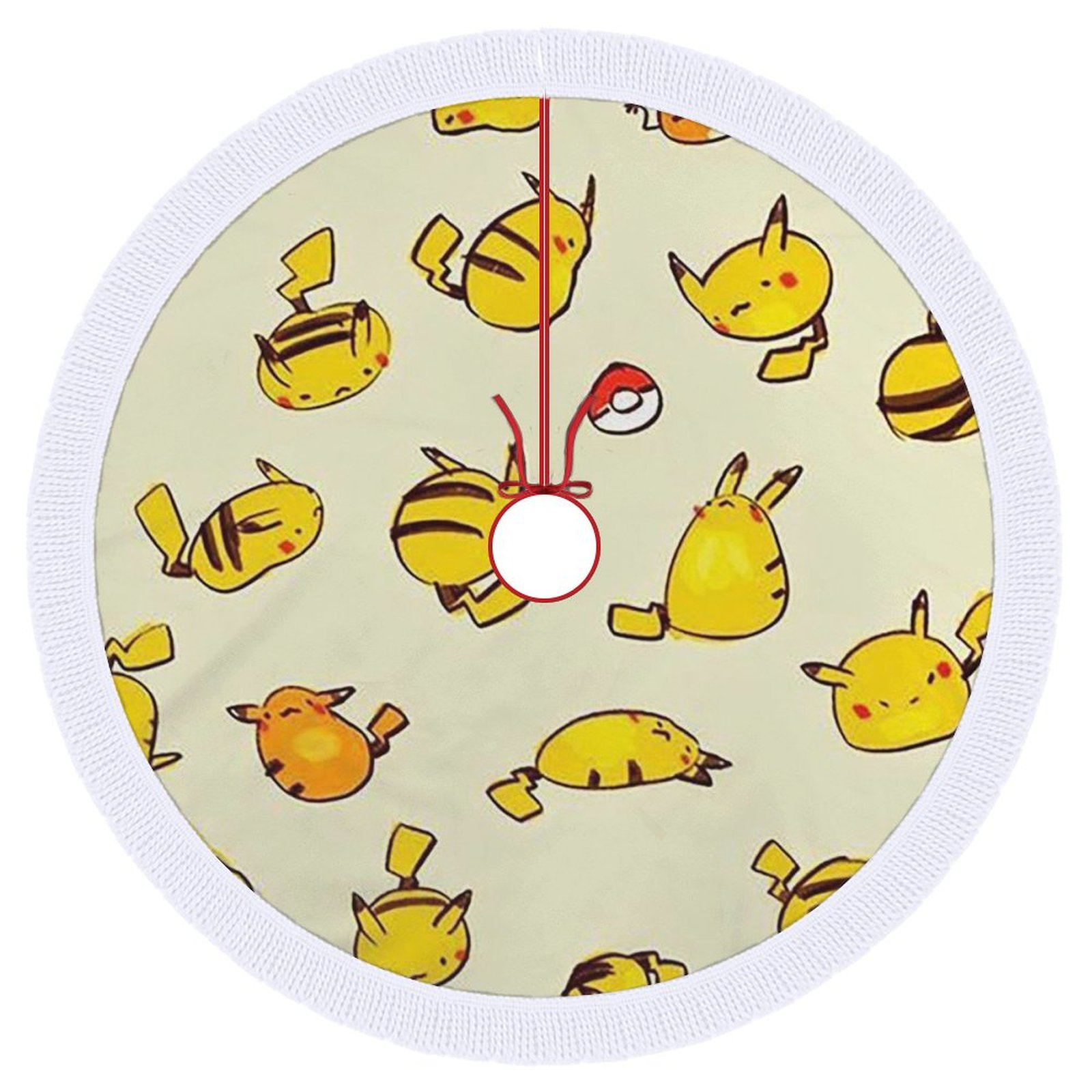 Pokemon Pikachu Christmas tree skirt Christmas tree mat with fringe ...