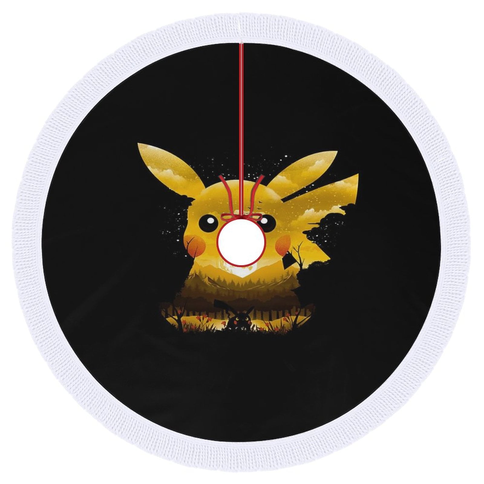 Pokemon Pikachu Christmas tree skirt Christmas tree mat with fringe ...