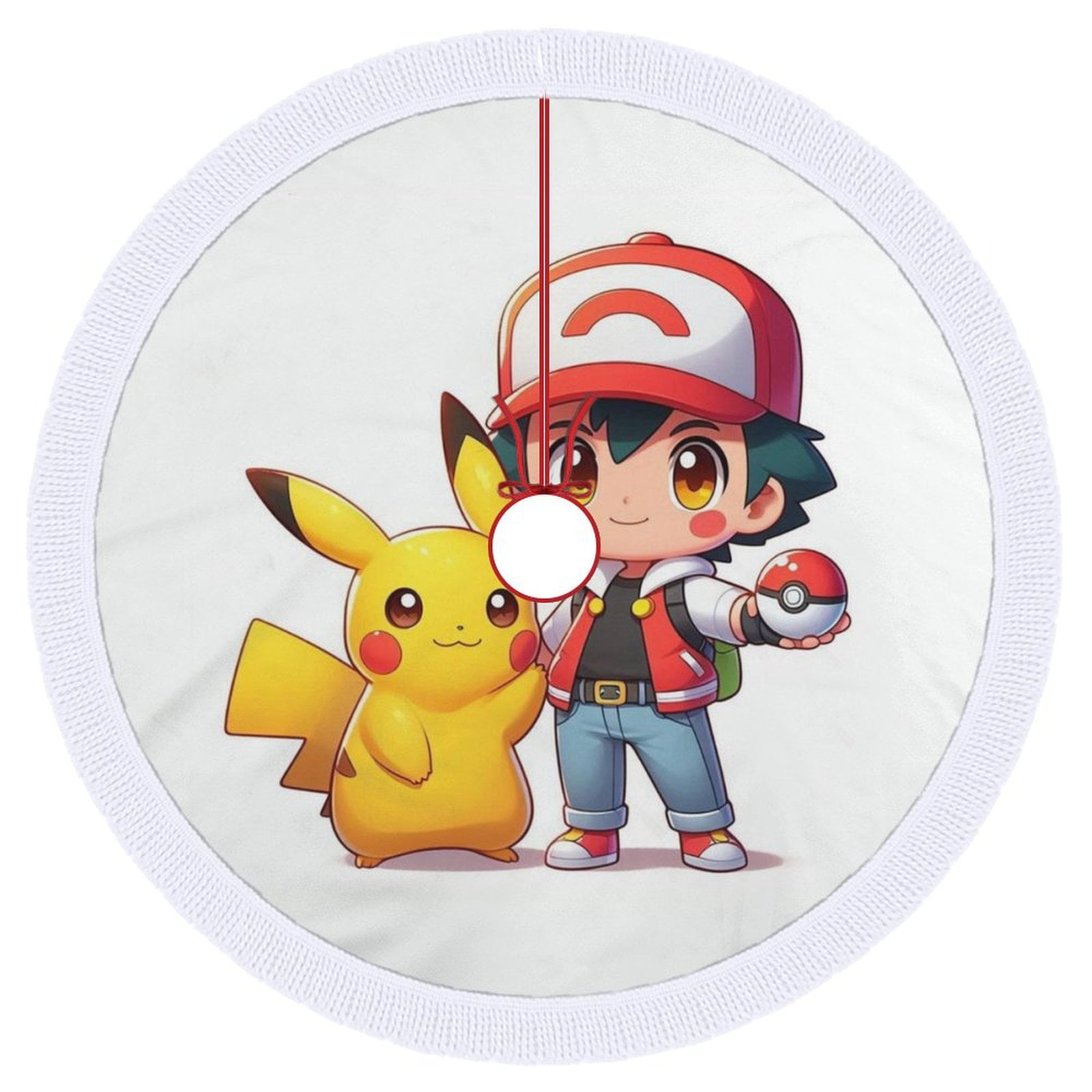 Pokemon Pikachu Christmas tree skirt Christmas tree mat with fringe ...