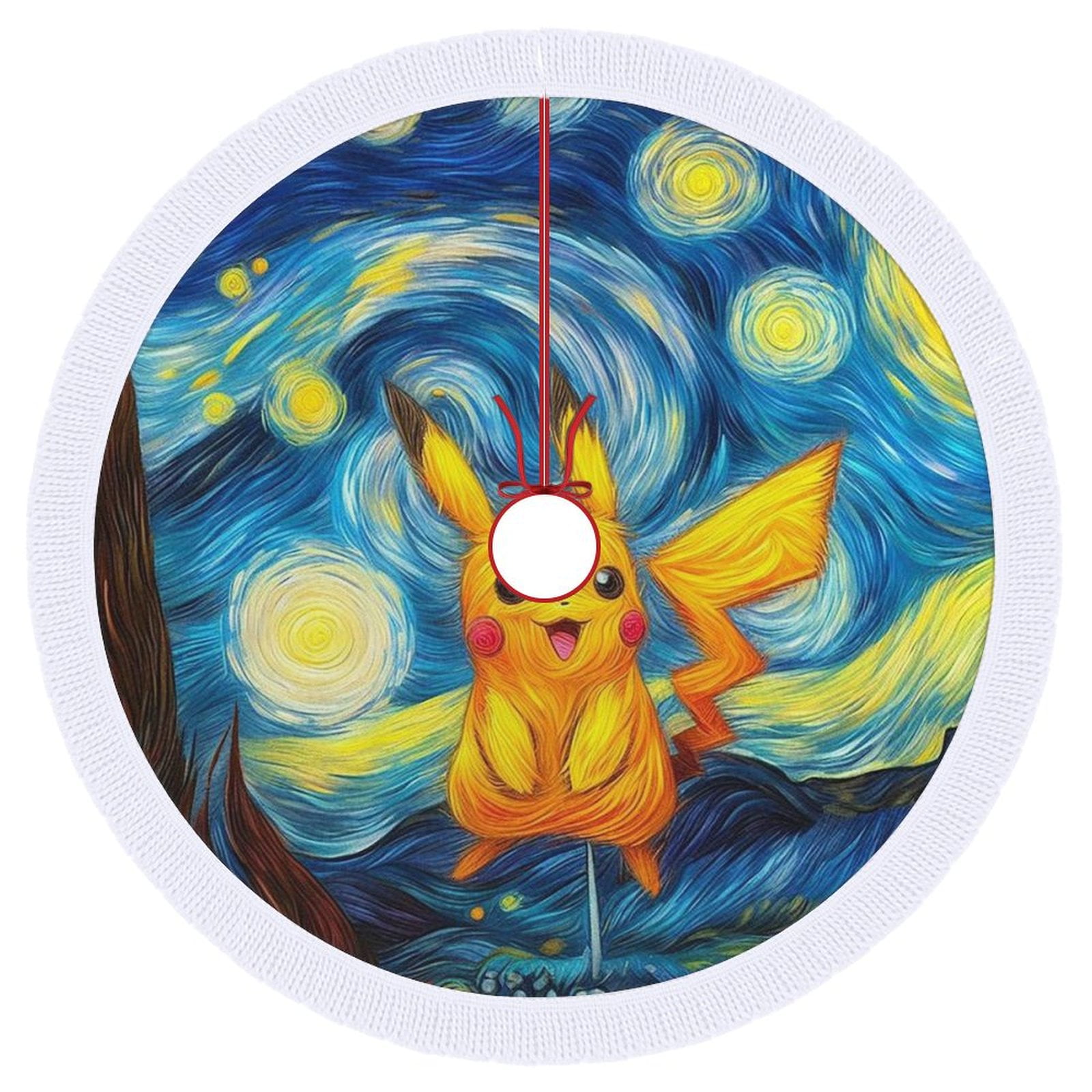 Pokemon Pikachu Christmas tree skirt Christmas tree mat with fringe ...