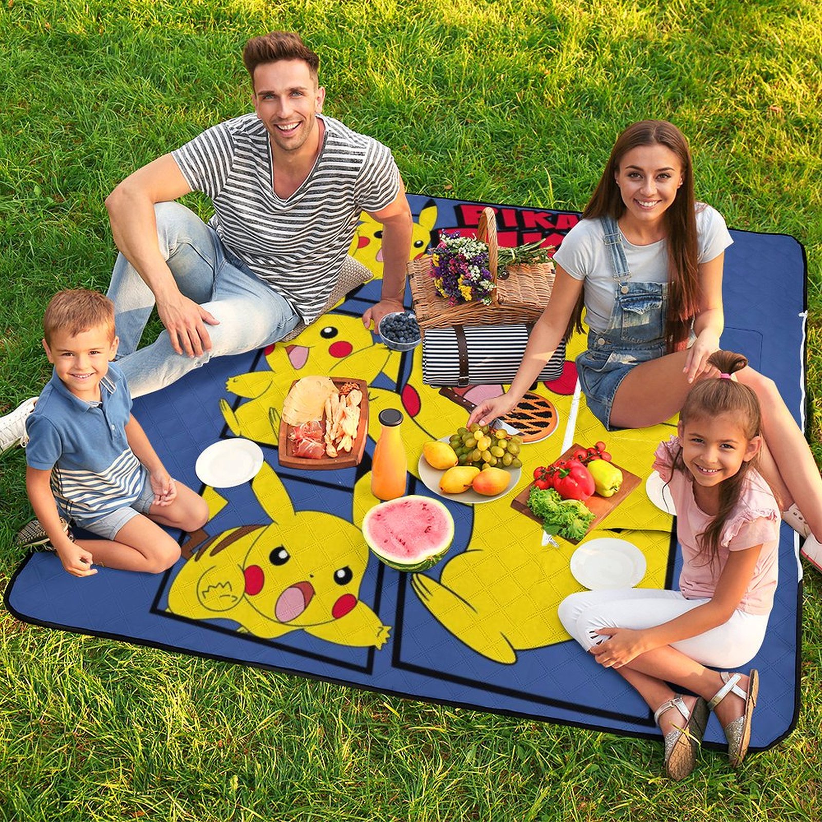 Pokemon Pikachu Comic Panels Extra Large Picnic Outdoor Blanket,59 x 59 ...