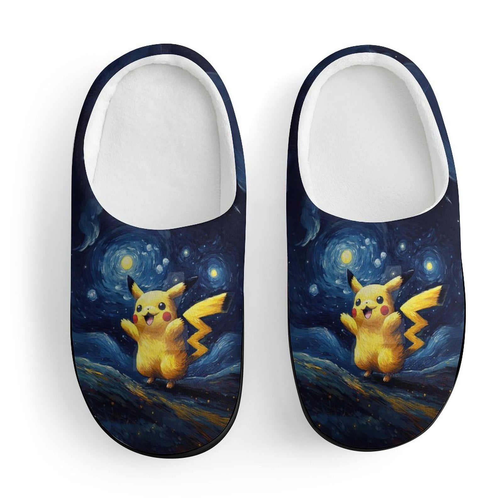 Pokemon_Pikachu Cotton Slippers Unisex Slip-On Plush Slippers Non-Slip ...
