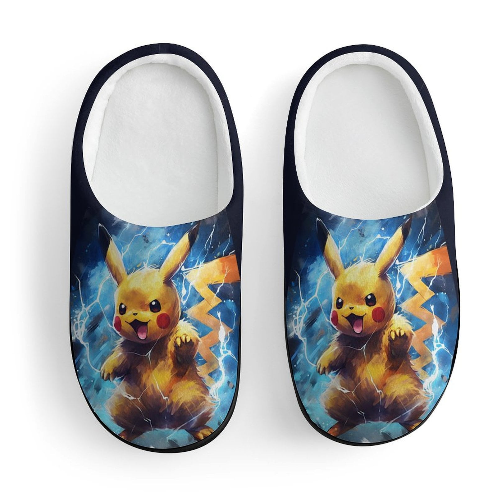 Pokemon_Pikachu Cotton Slippers Unisex Slip-On Plush Slippers Non-Slip ...