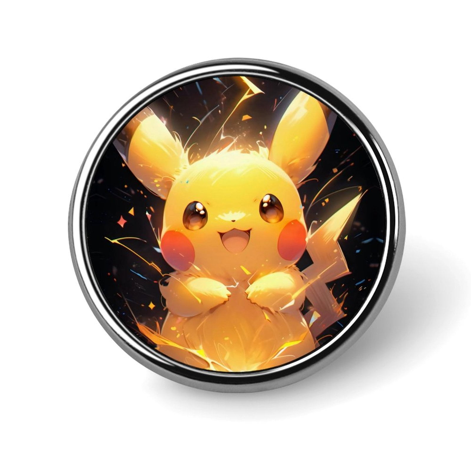 Pokemon-Pikachu Cracks A Joke2 Aluminium Alloy Round Badge Brooch Lapel Pin Button Brooch Print ...