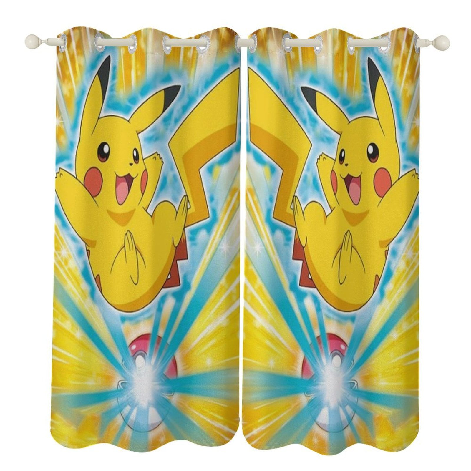 Pokemon Pikachu Curtains,Blackout Curtains for Bedroom,2 Thick Layers ...