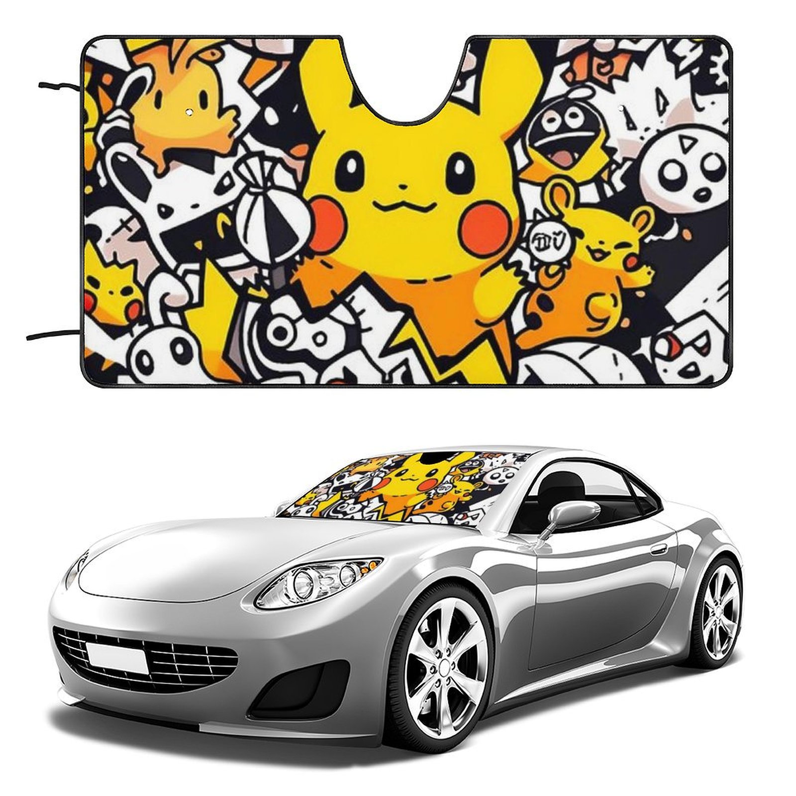 Pokemon_Pikachu Curved Windshield Sunshade Folding Style Auto Shade ...