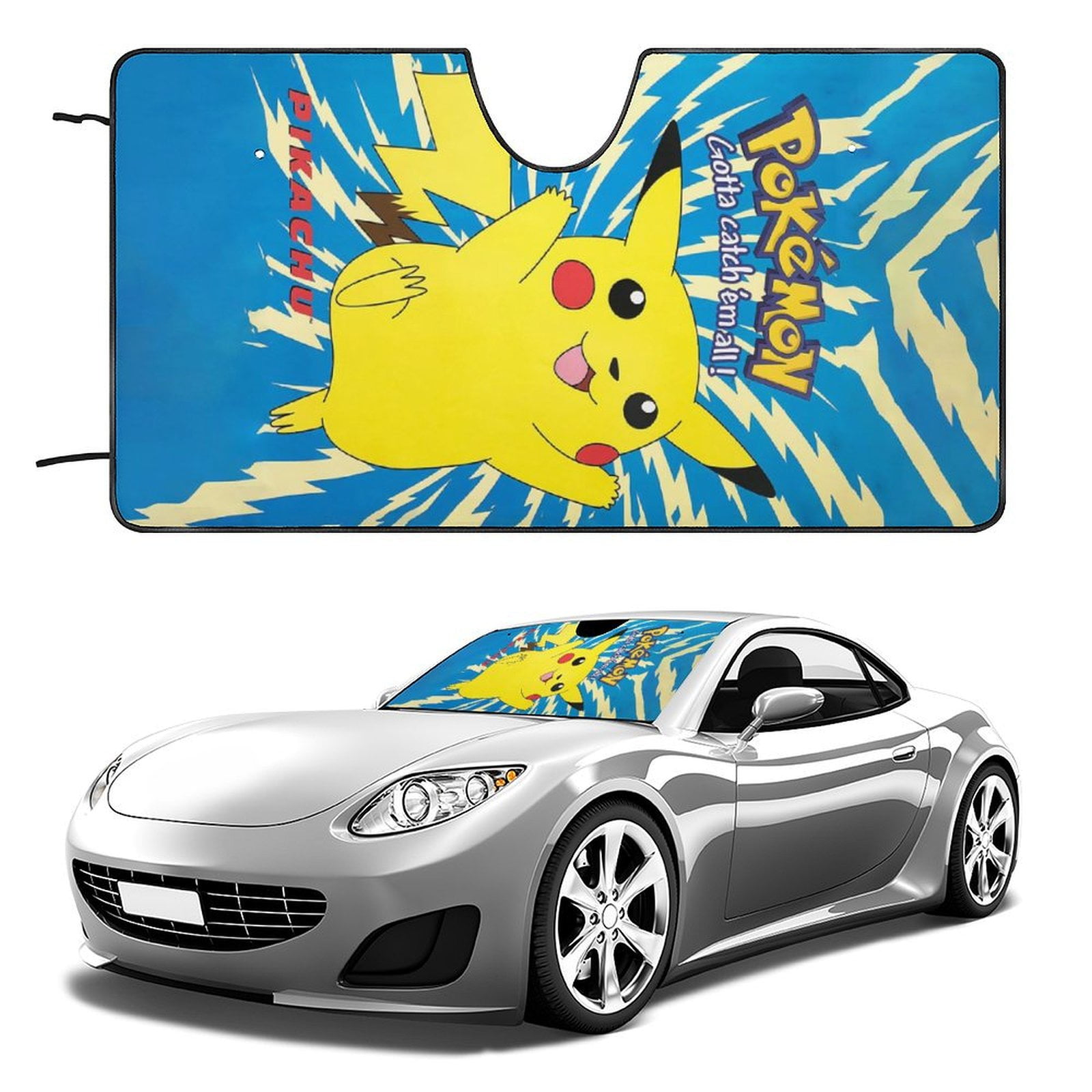 Pokemon_Pikachu Curved Windshield Sunshade Folding Style Auto Shade ...
