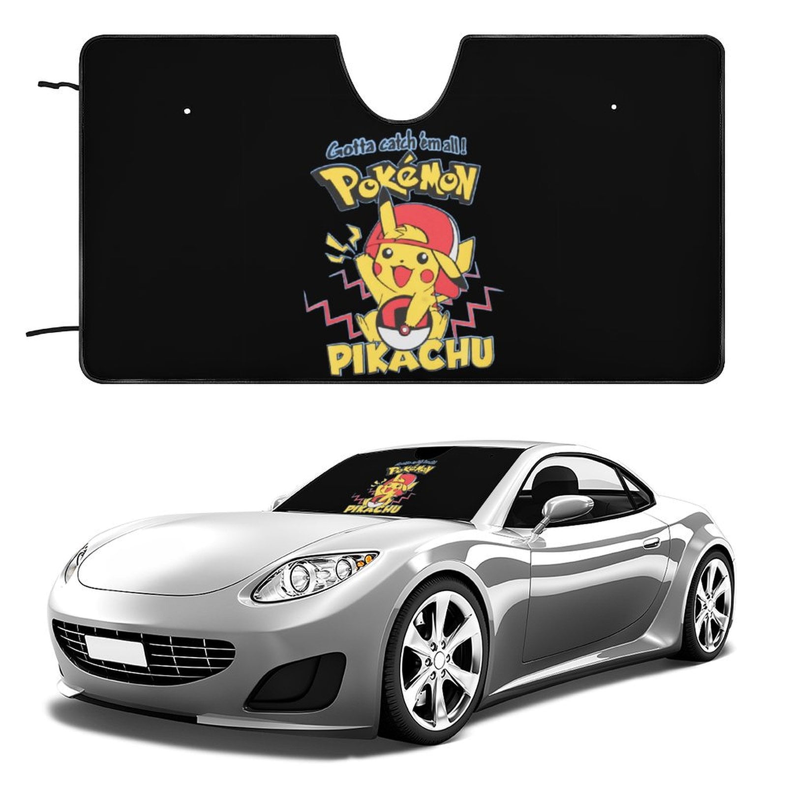 Pokemon_Pikachu Curved Windshield Sunshade Folding Style Auto Shade ...