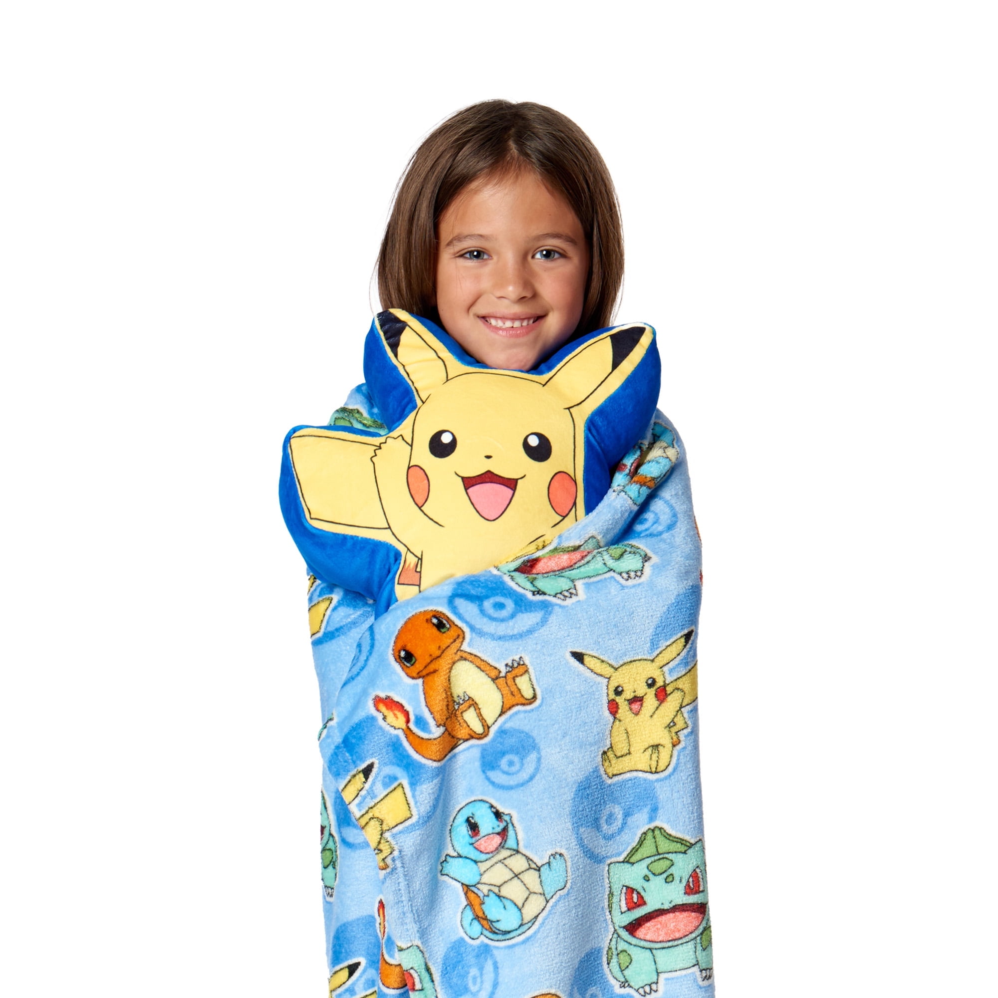 Pokemon Pikachu Cute Silk Touch Throw Blanket and Plush Character ...
