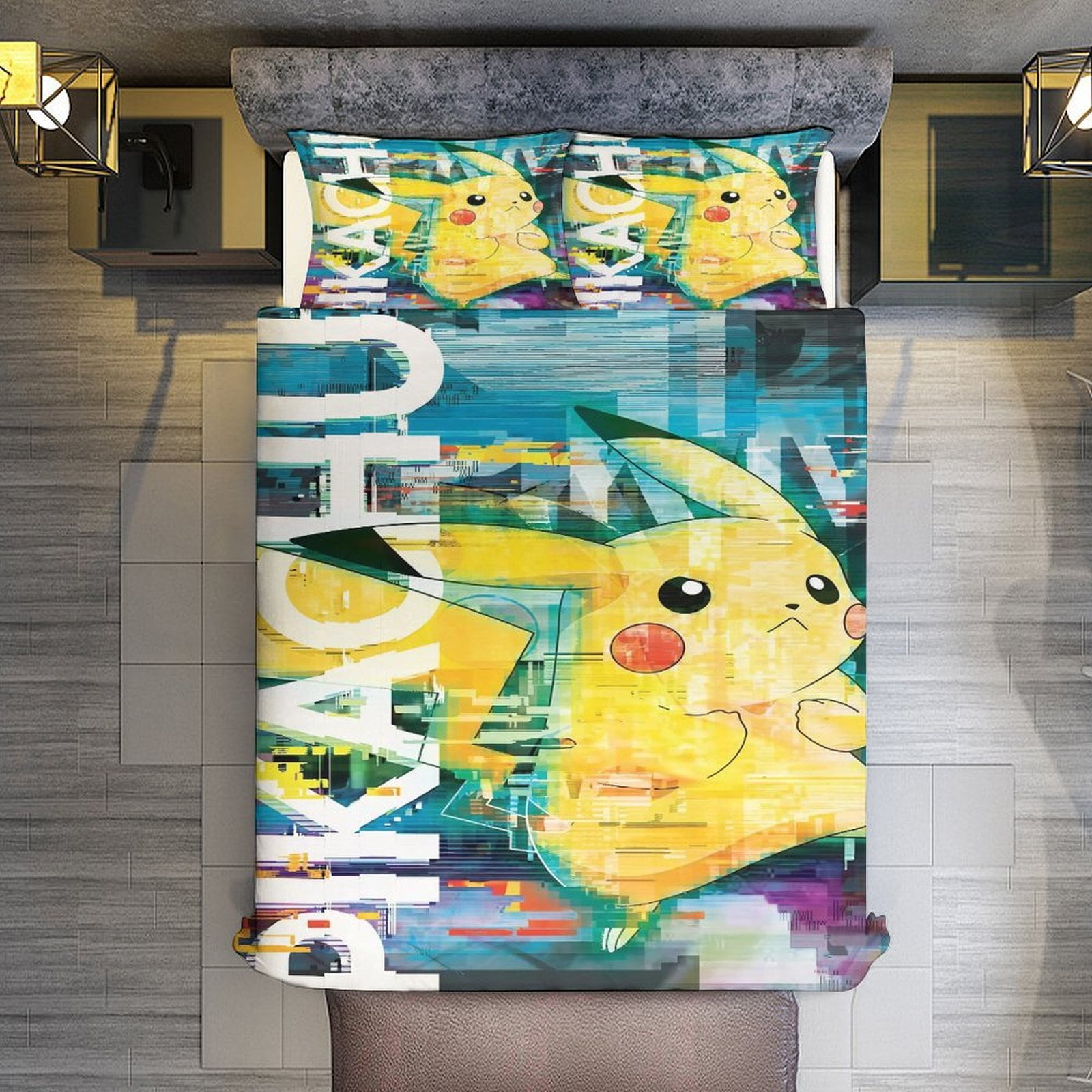 Pokemon - Pikachu Distortion Bedding Duvet Cover Queen Size for Kids ...