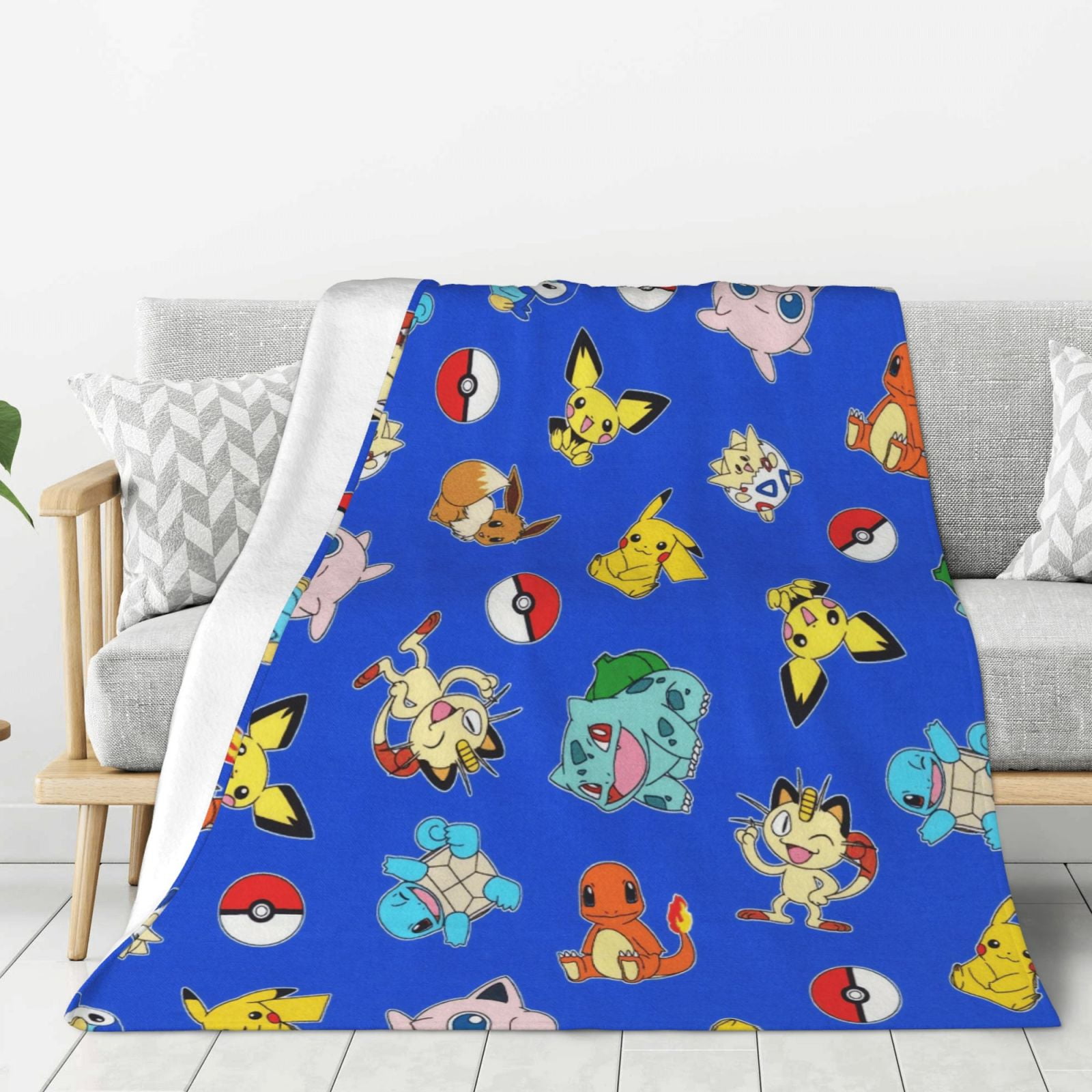 Pokemon Pikachu Eevee Charmander Squirtle Bulbasaur Blanket for Kids ...