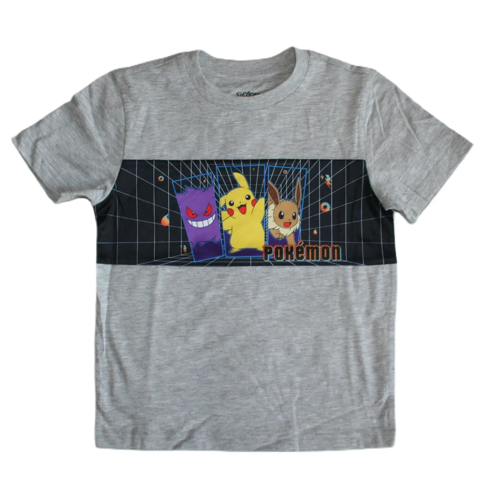 Pokemon (Pikachu, Eevee, Gengar) Character Graphic Print Big Boy's T ...