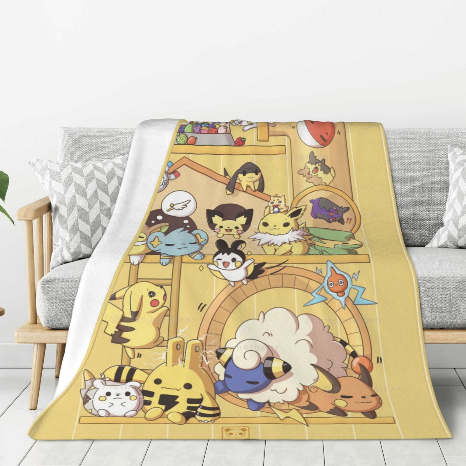 Pokemon- Pikachu Electric Edition Blanket for Couch - Super Soft Cozy ...