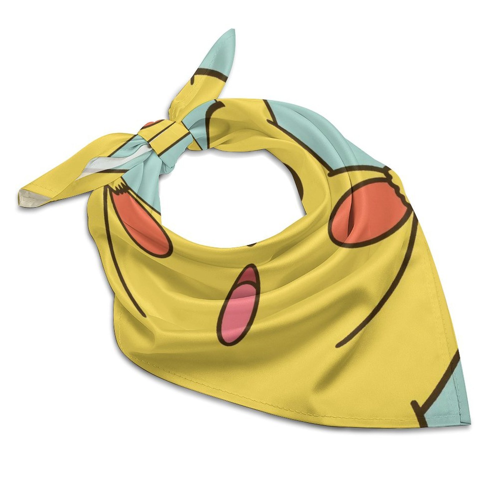 Pokemon-Pikachu Face Square Satin Head Scarf Hair Scarves Silk-like ...