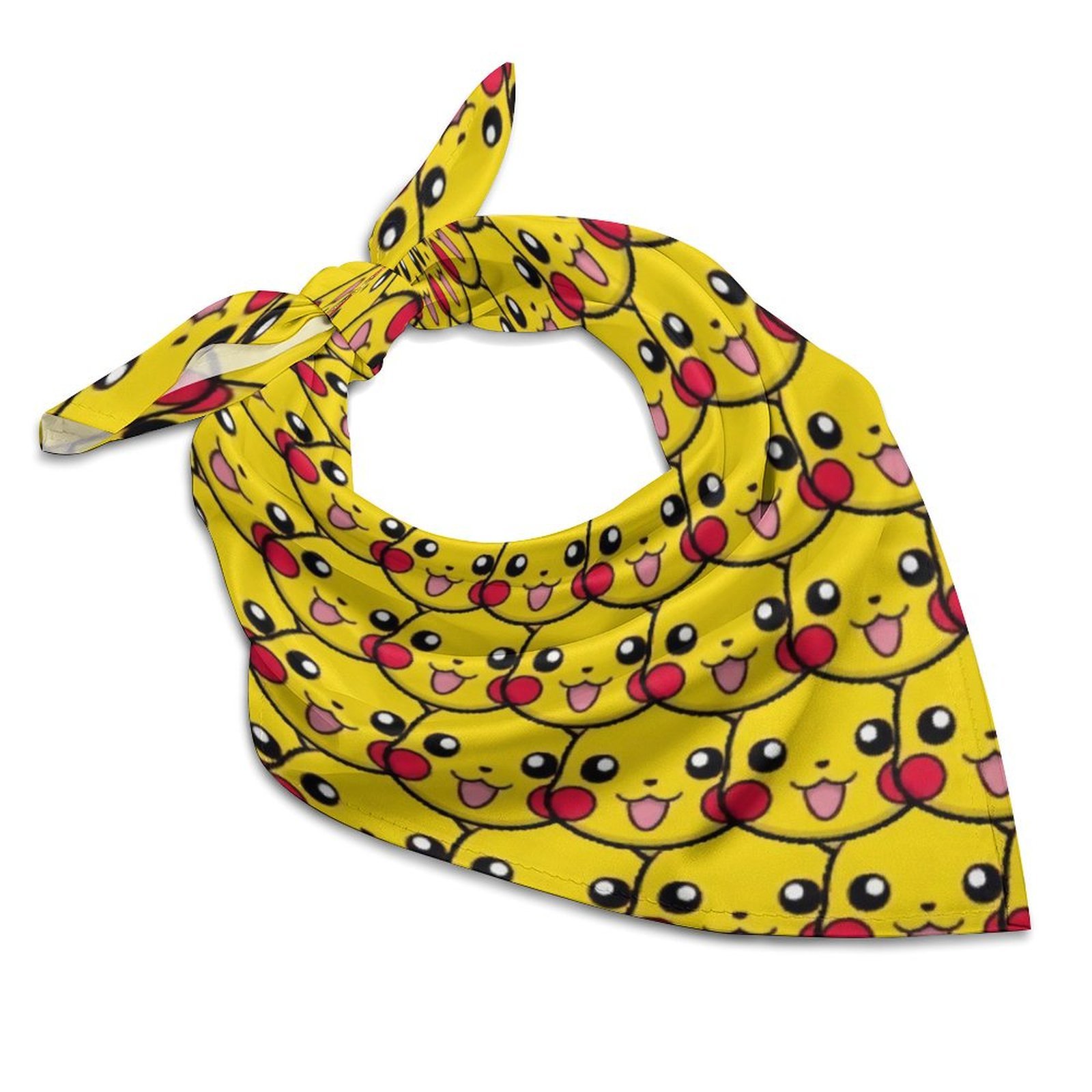 Pokemon-Pikachu Face12 Square Satin Head Scarf Hair Scarves Silk-like ...