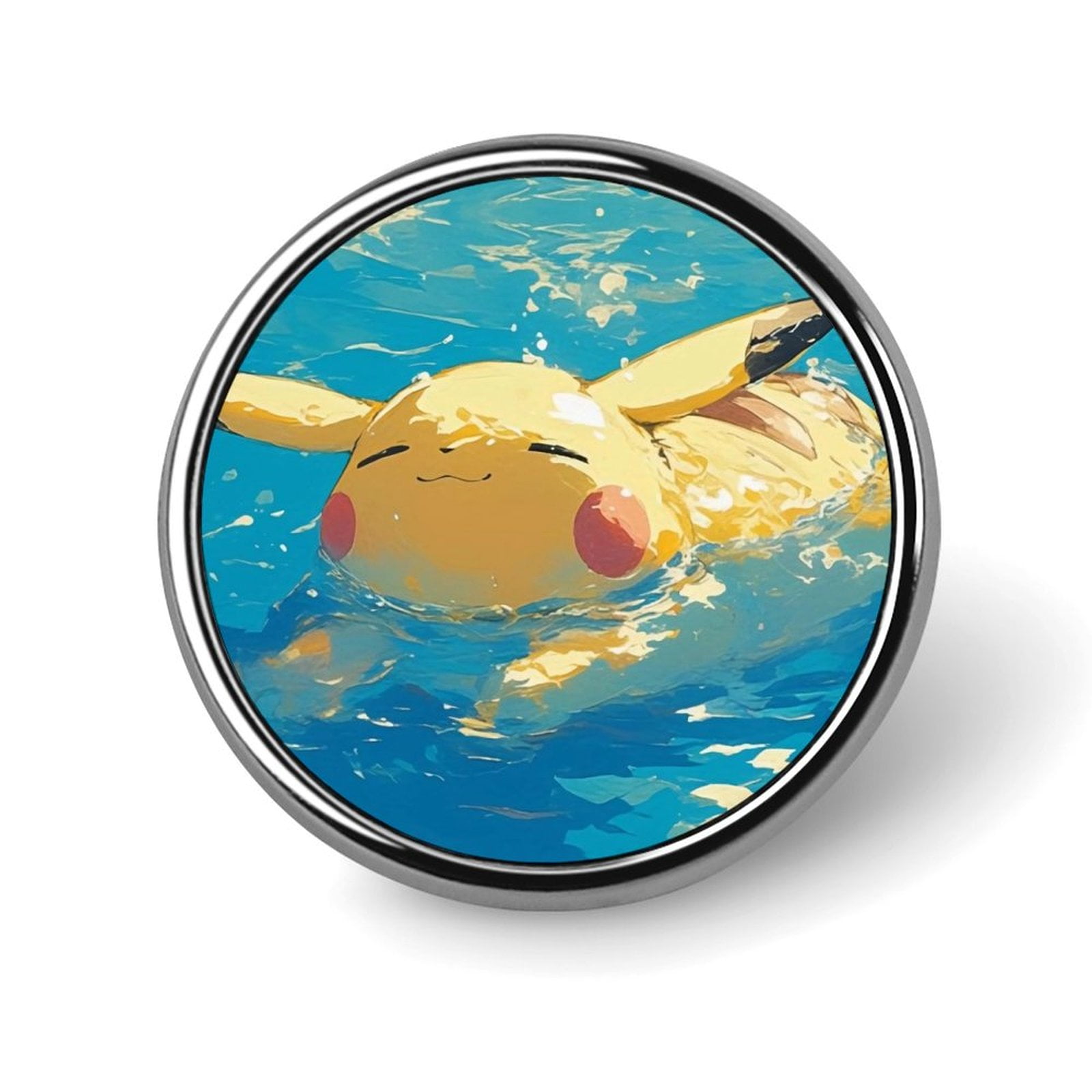 Pokemon-Pikachu Game Swimming Aluminium Alloy Round Badge Brooch Lapel ...