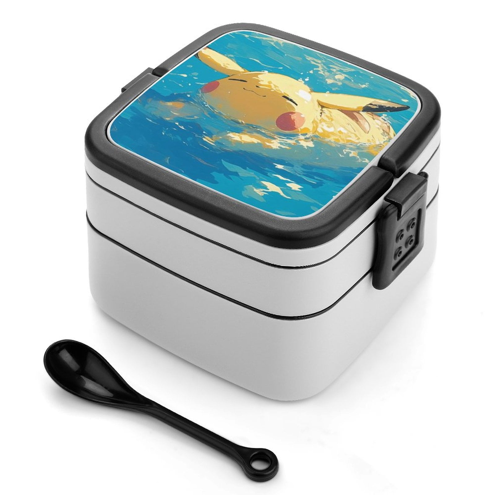Pokemon-Pikachu Game Swimming Reusable Bento Boxes Lunch Box Double ...