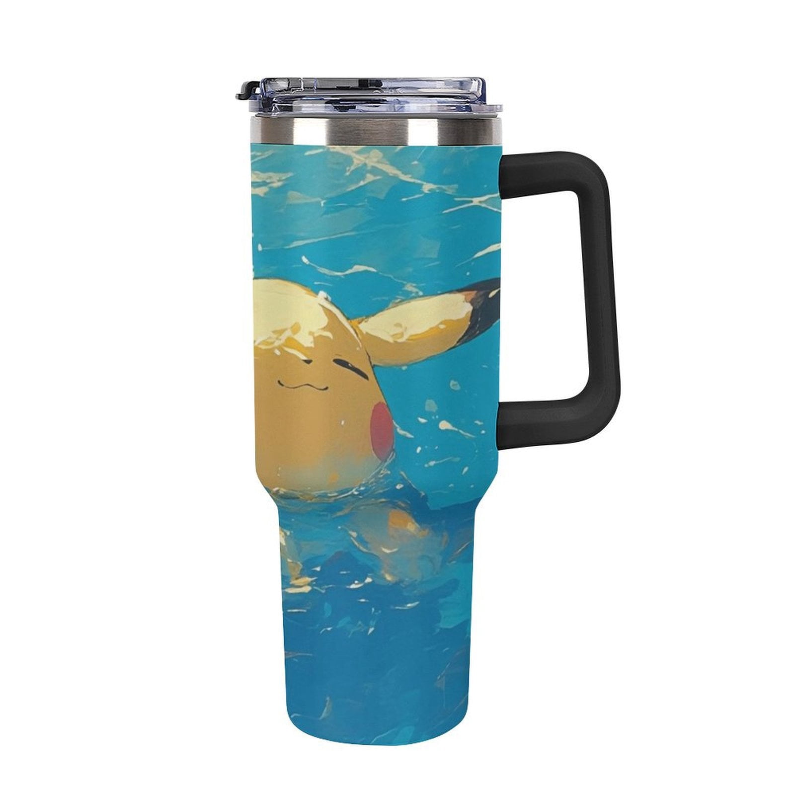 Pokemon-Pikachu Game Swimming Tumbler with Handle and Straw Large 40 oz ...