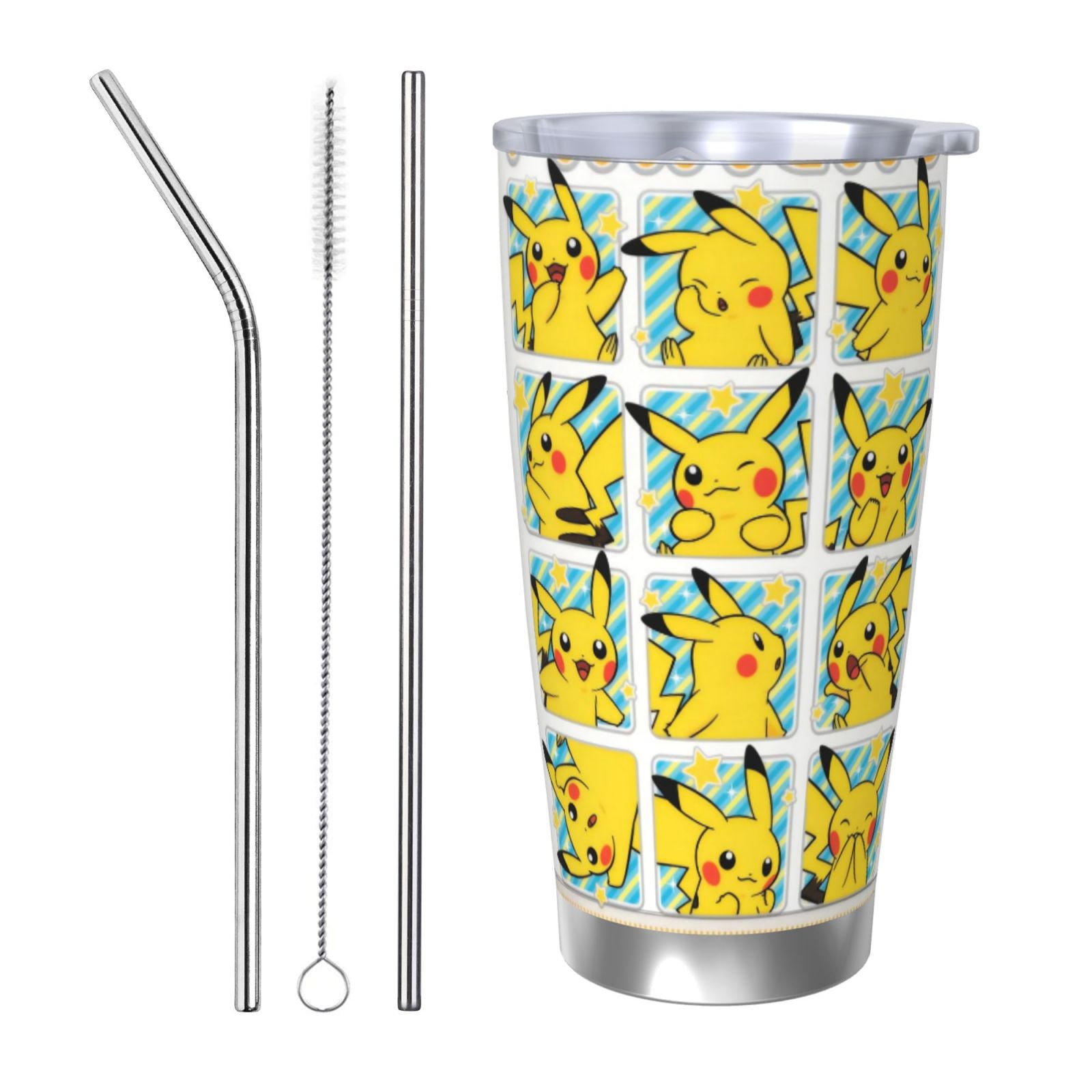 Pokemon-Pikachu Game Water Bottle,Travel Coffee Mug,Tumbler with Flip ...