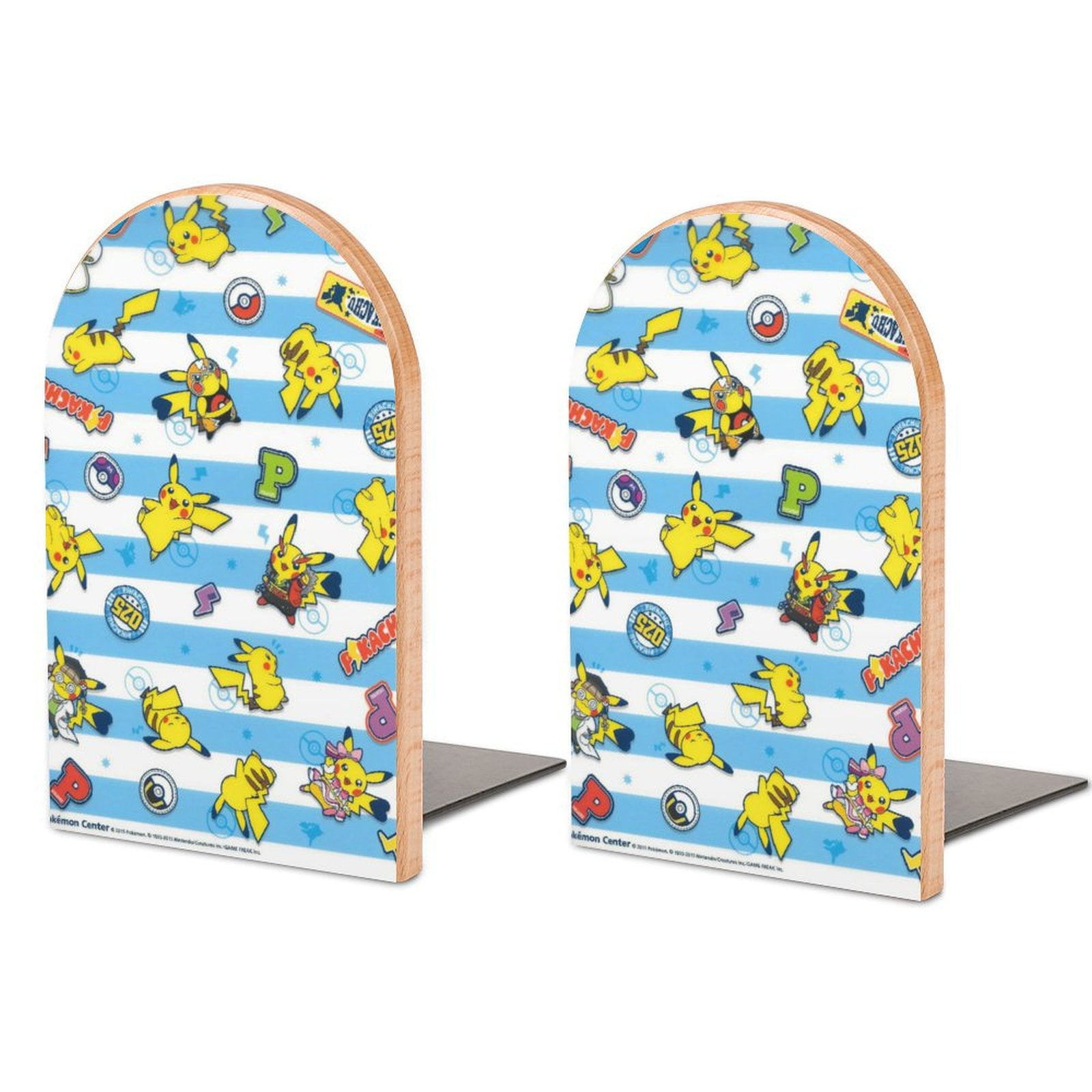Pokemon-Pikachu Game2 2PCS Wood Bookends for Shelves, Non-Slip Book ...