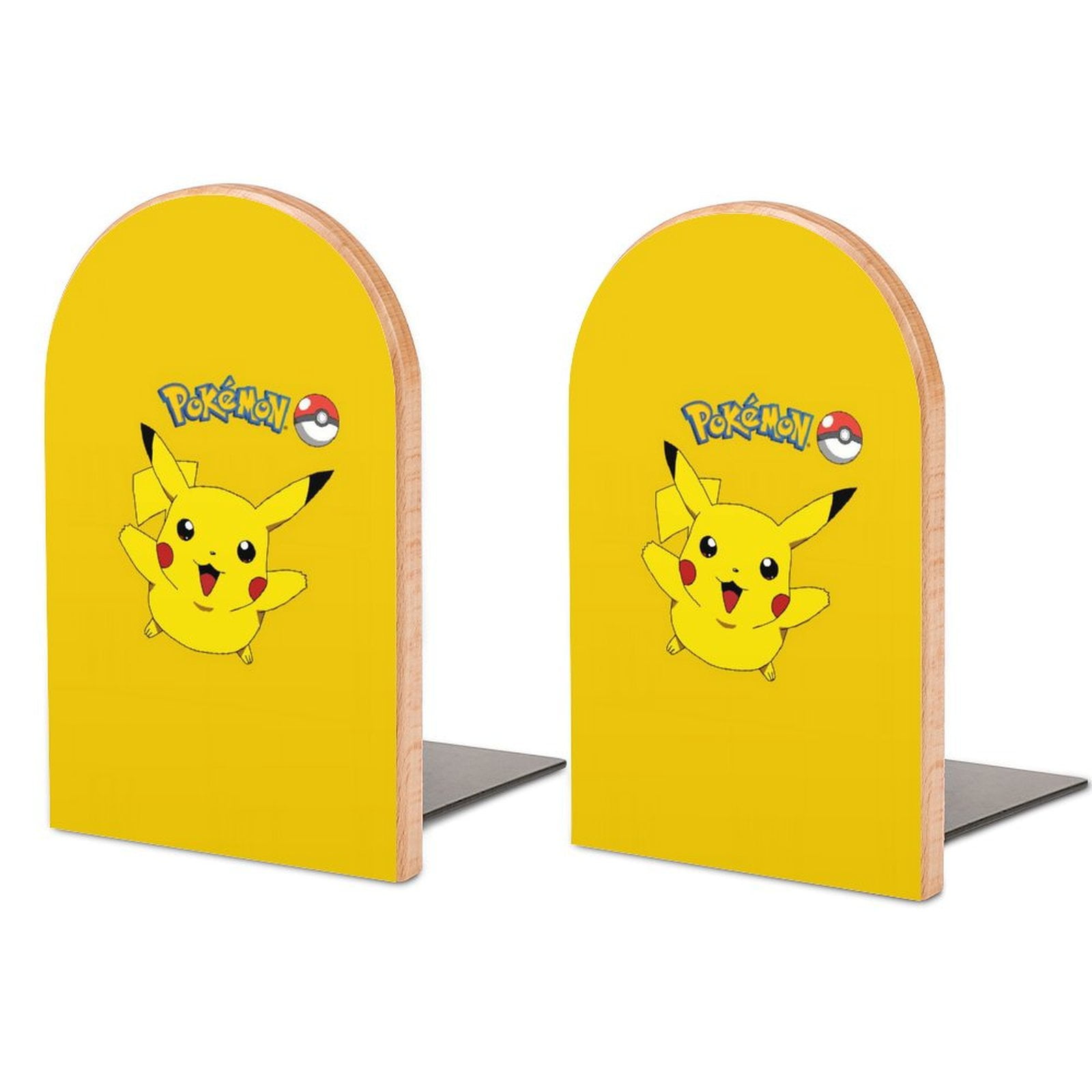Pokemon-Pikachu Game666 2PCS Wood Bookends for Shelves, Non-Slip Book ...
