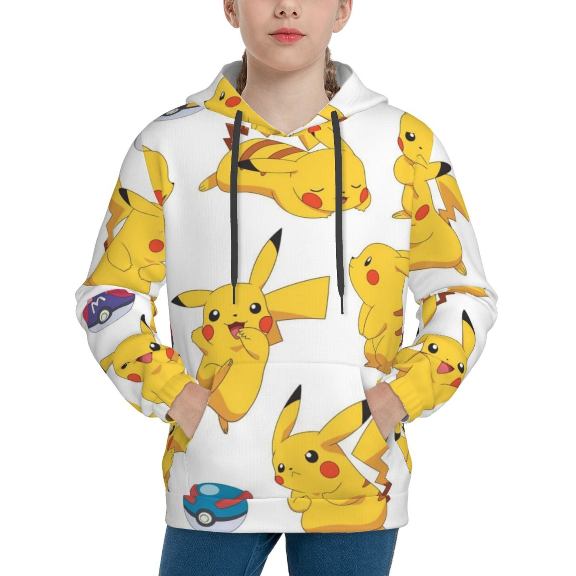 Pokemon Pikachu Hoodies for Teen Girls Long Sleeve Hooded Pullover Tops ...
