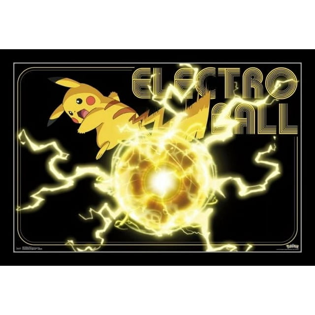Pokemon - Pikachu Laminated & Framed Poster Print (34 x 22) - Walmart.com