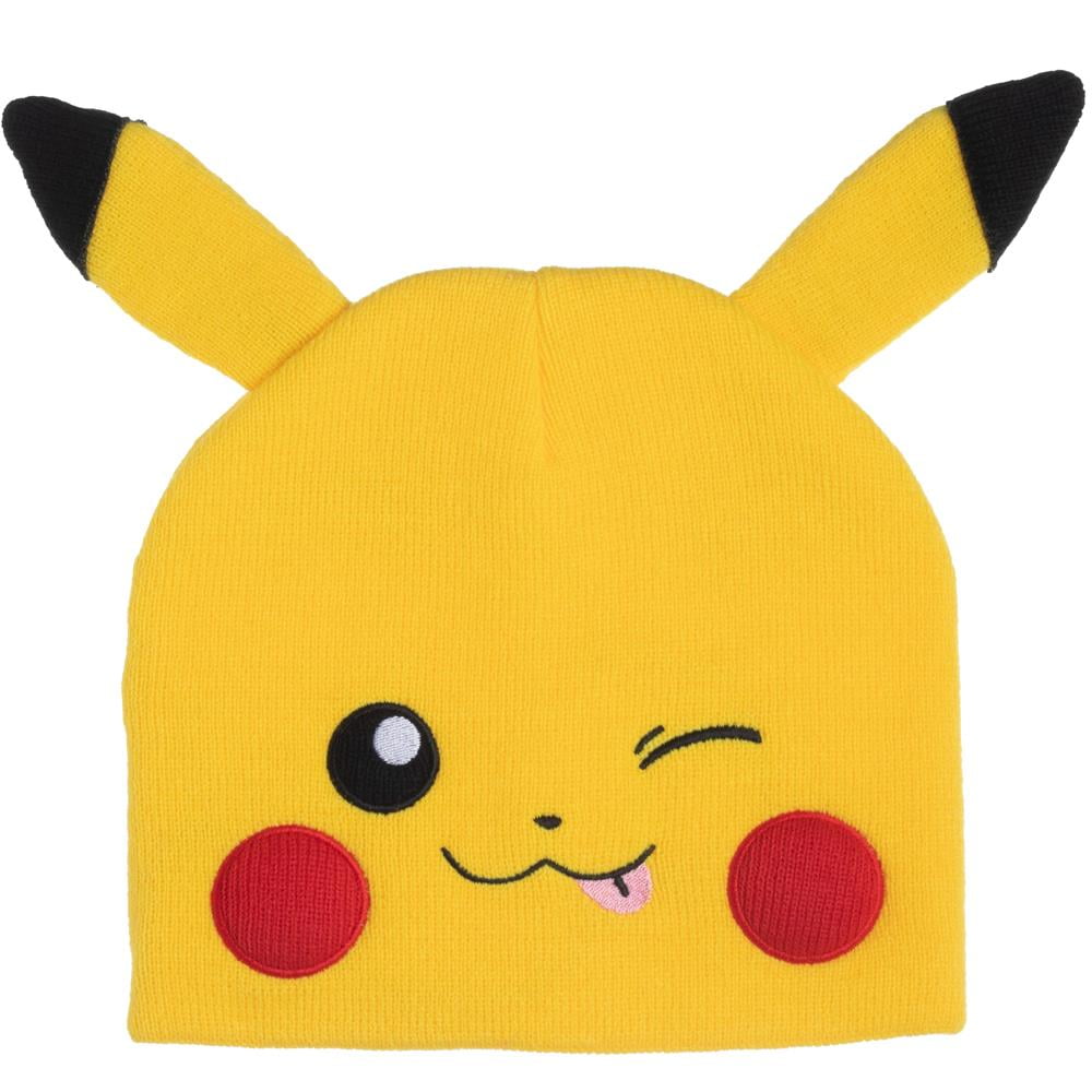 Pokemon Pikachu Light Up LED Big Face Men's Yellow Beanie Knit Cap ...