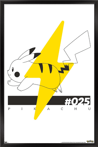 Pokemon - Pikachu Line 25 Wall Poster, 14.725" x 22.375" Framed ...