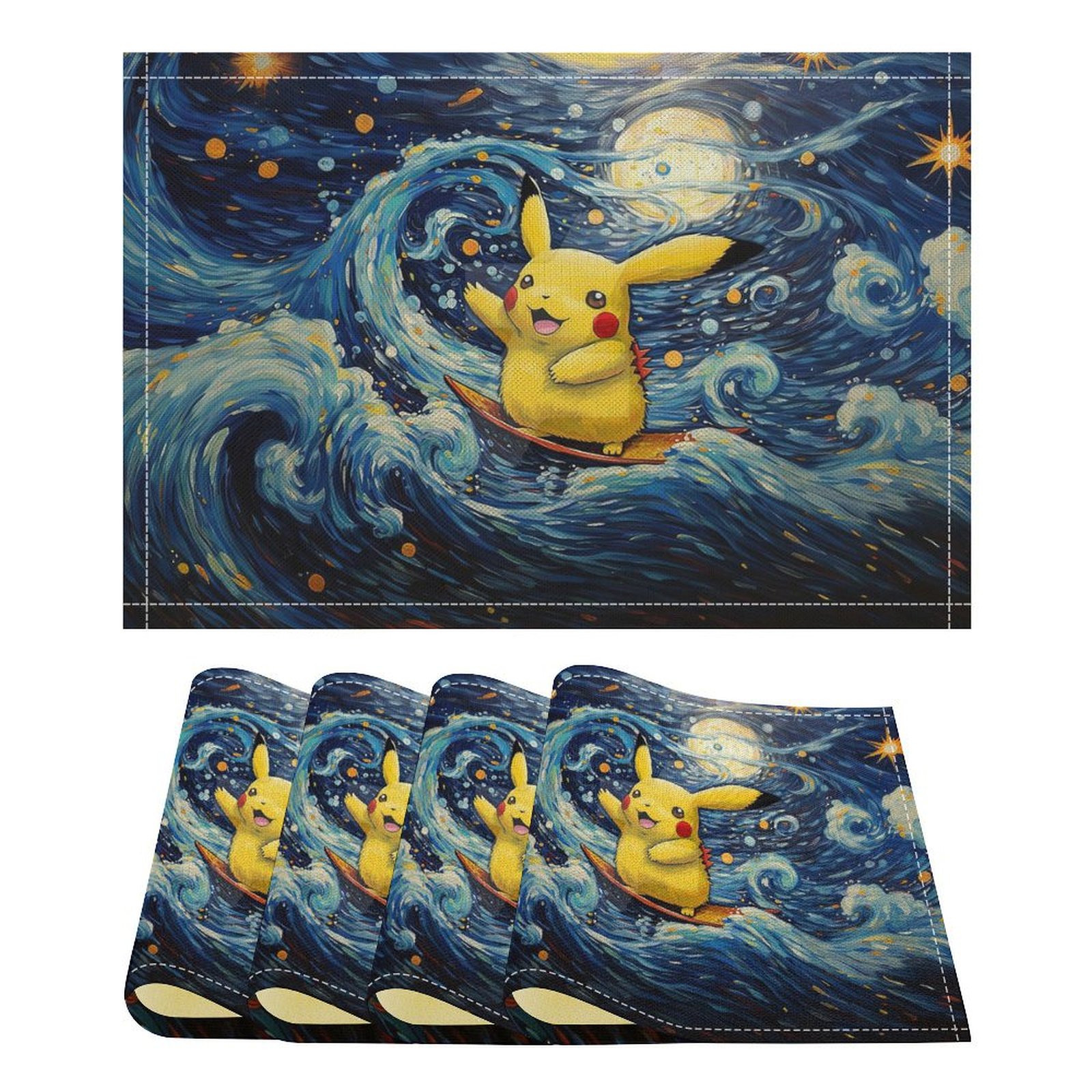 Pokemon_Pikachu Linen Placemat, Tabletop Decor Reusable Washable Party ...