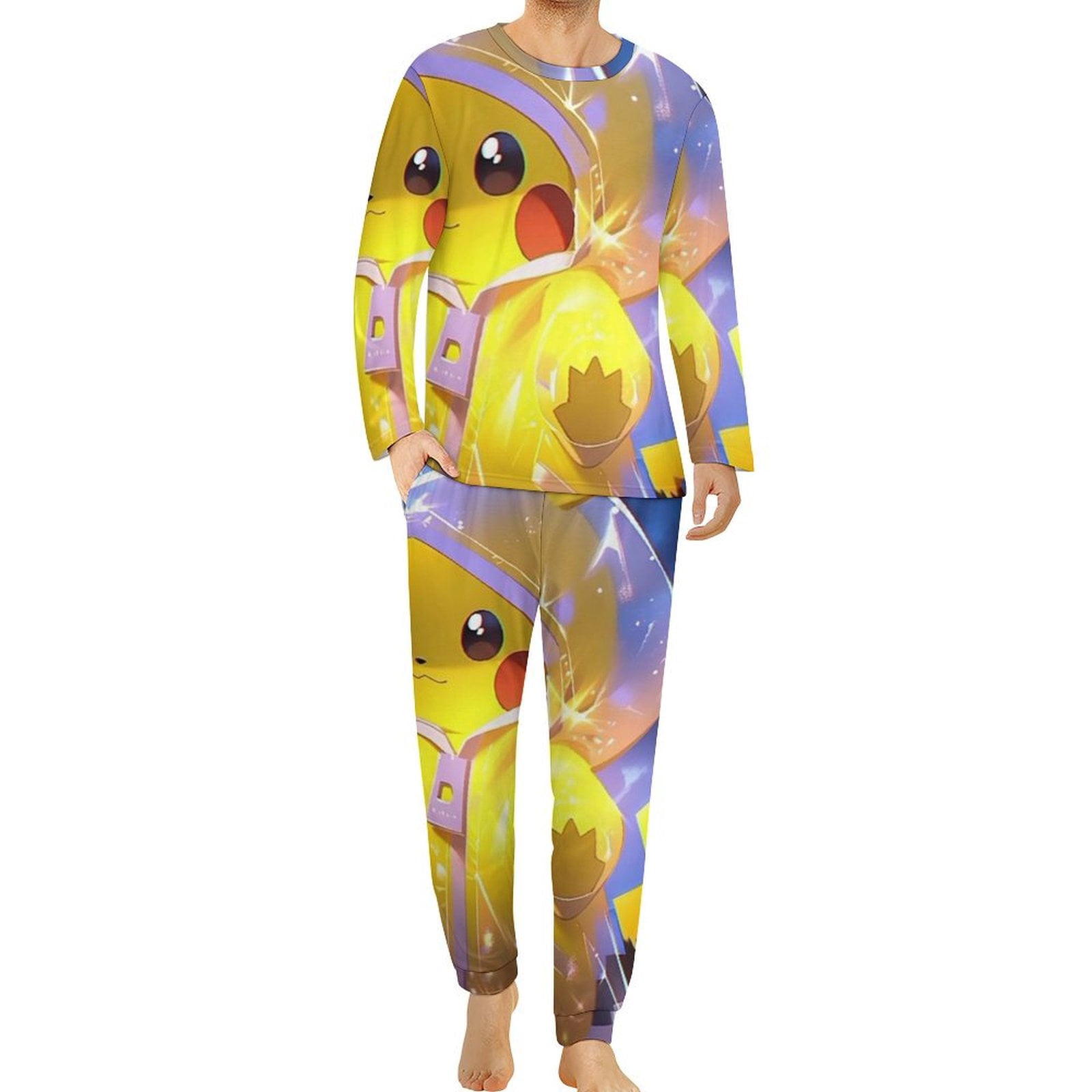 Pokemon_Pikachu Men's Long Sleeve Pajama，Soft Sleepwear Pjs Long for ...