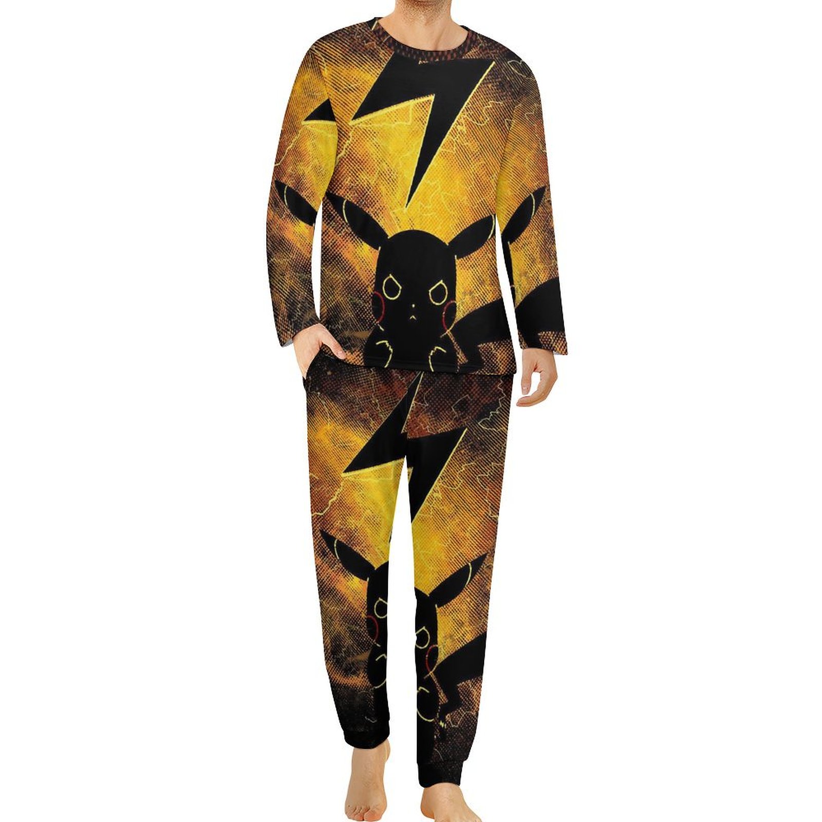 Pokemon_Pikachu Men's Long Sleeve Pajama，Soft Sleepwear Pjs Long for ...